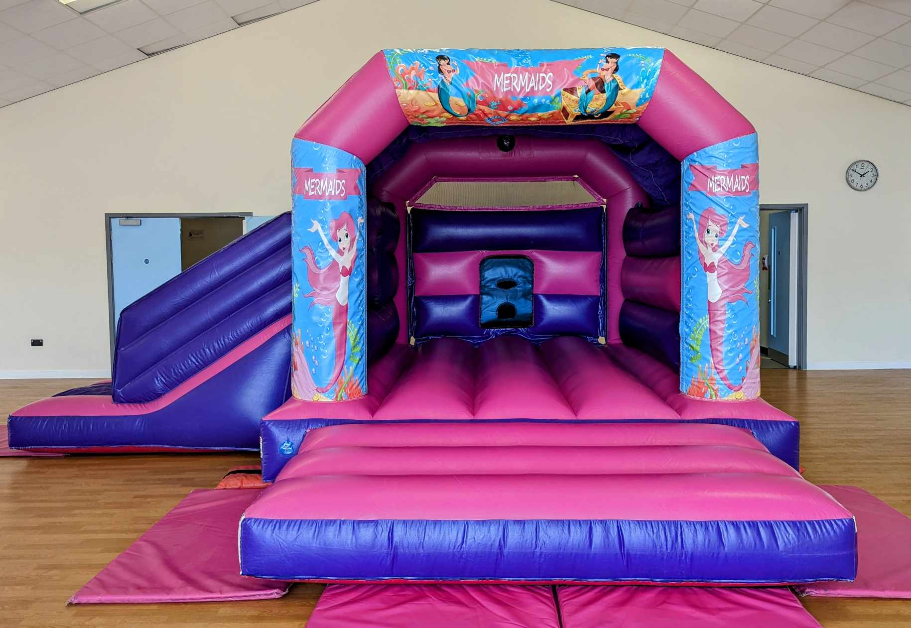 Pink/Purple Mermaid Bouncy Castle with Side Slide - Bouncy Castle Hire ...