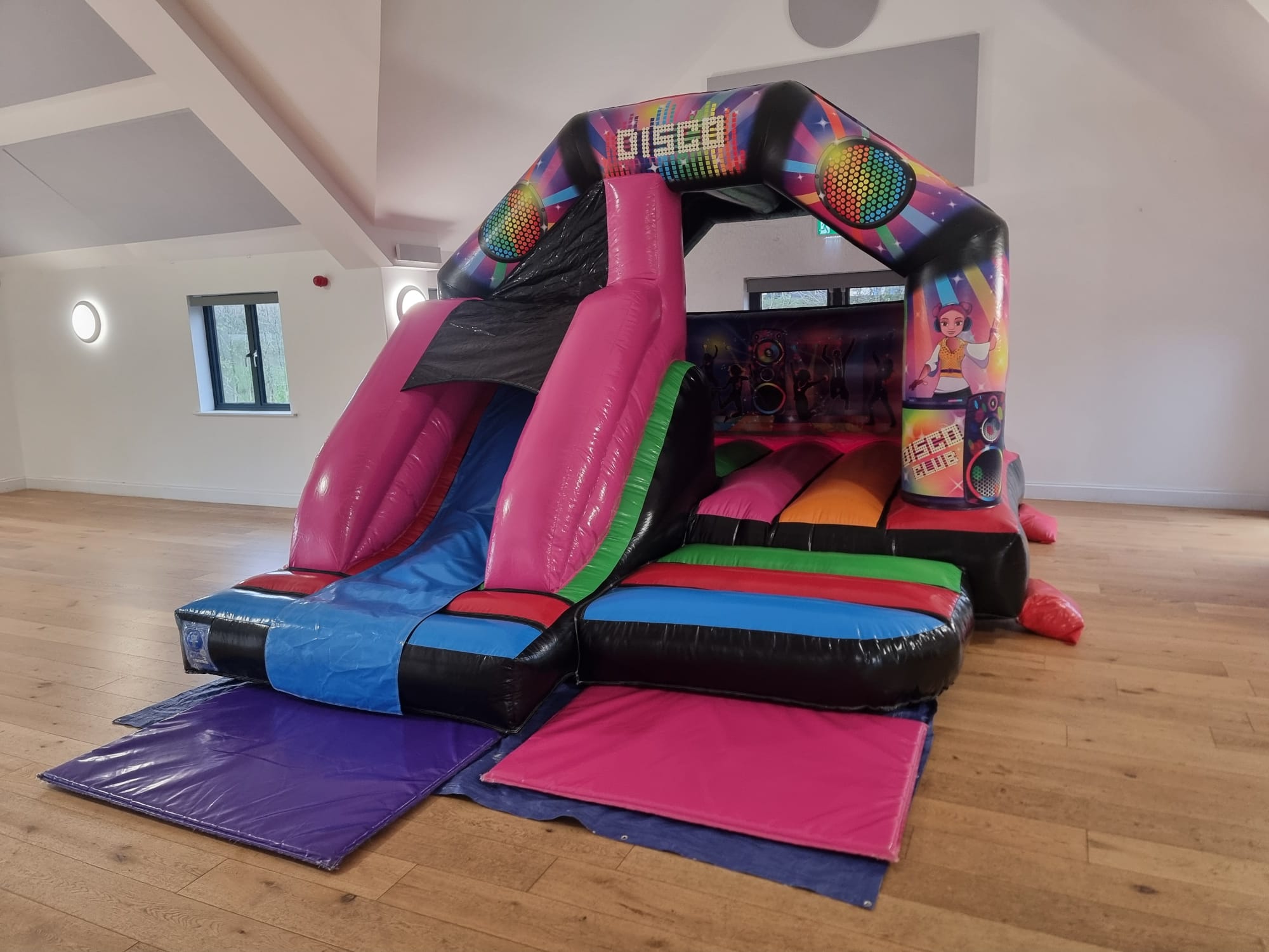 15 x 12 Disco Themed Front Slide - Hire in Ipswich | BounceBack Inflatables