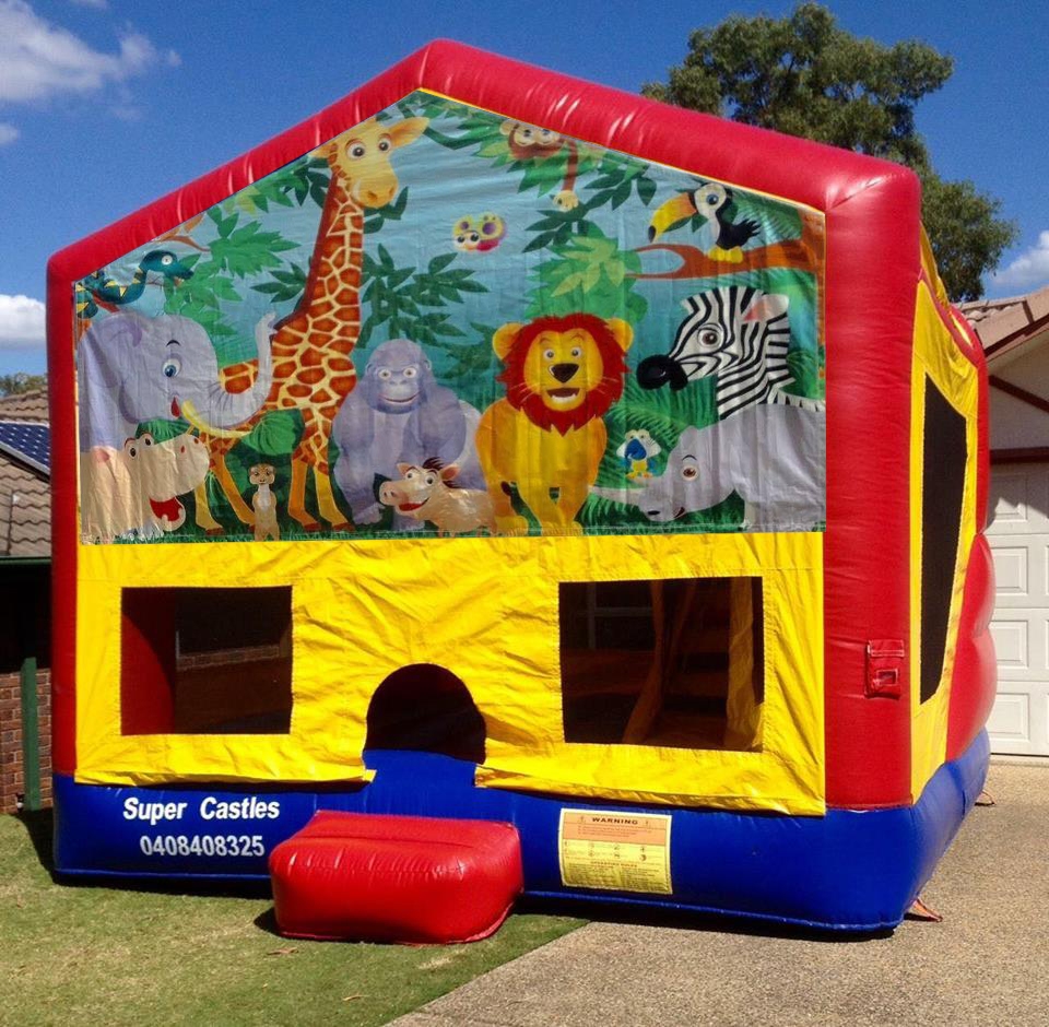 Jungle Theme Small Banner Castle - Jumping Castle Hire, Face Painting ...