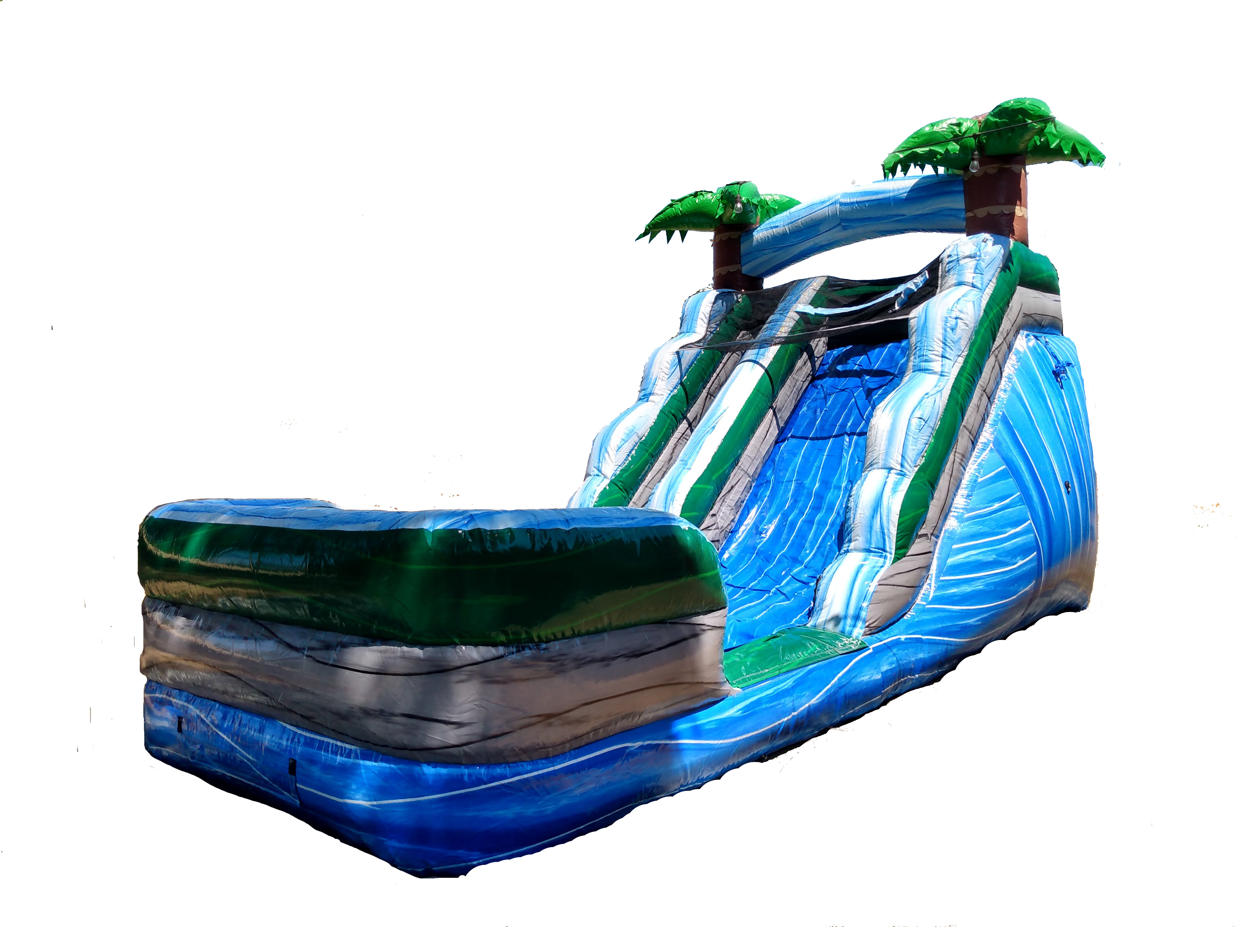 14′ Palm Tree Wet/Dry Slide Green Marble & Green Trim – Single Lane ...