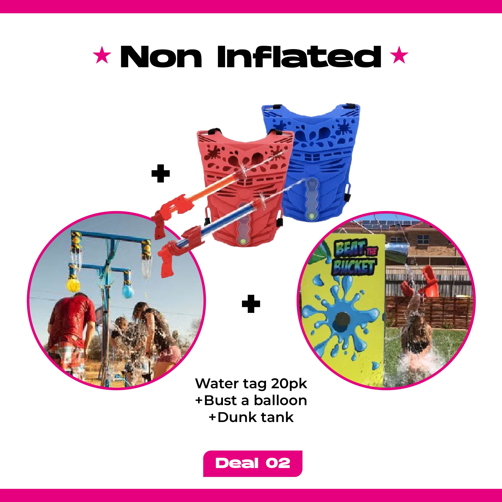 Non-Inflated Deal 2 – Water Tag, Dunk Tank & Balloon Game – Castle Cap