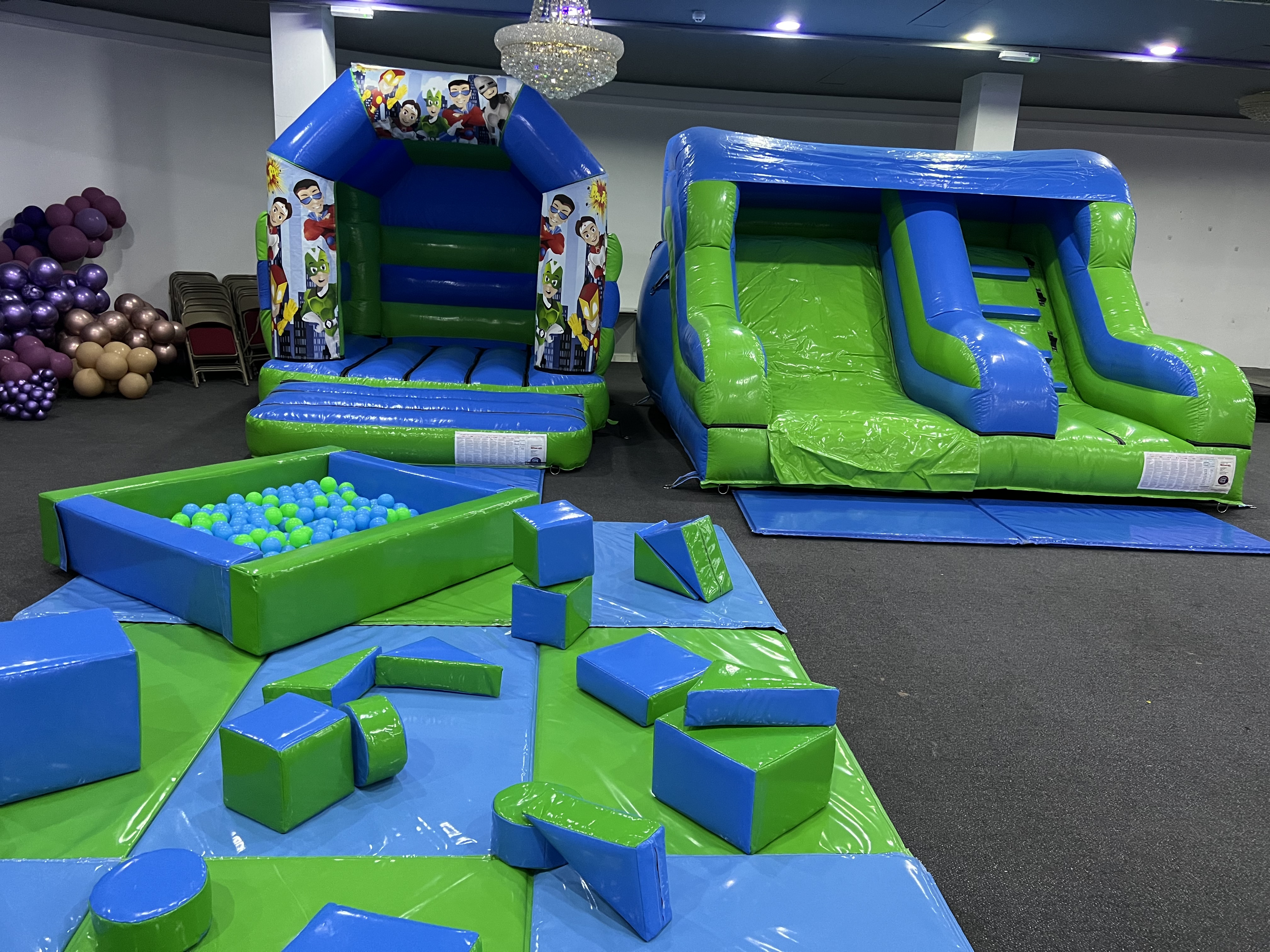 Superheroes Soft Play Ball Pool Bouncy Castle Mini Slide