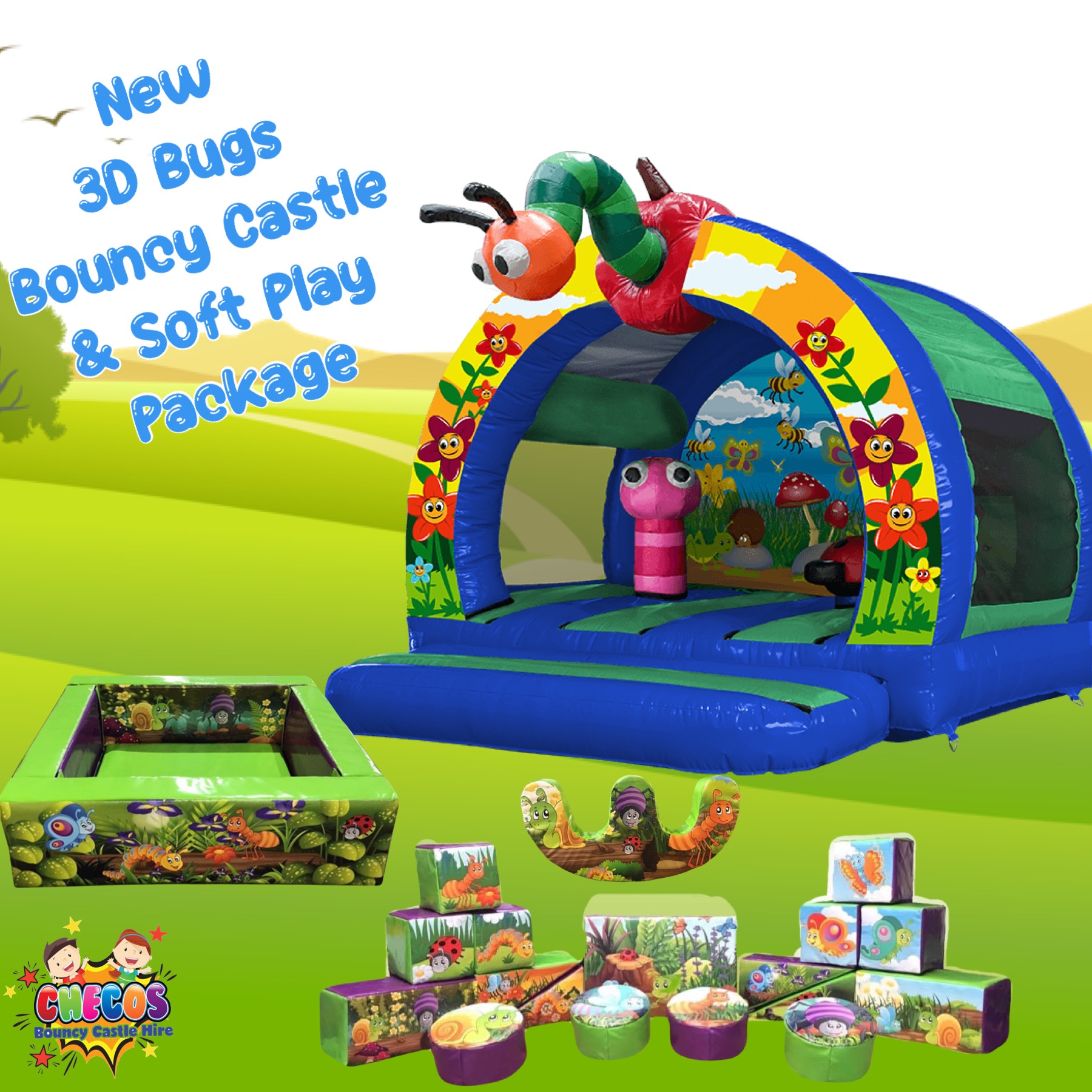 3D Hungry Caterpillar Bouncy Castle & Soft Play Package - Bouncy Castle ...