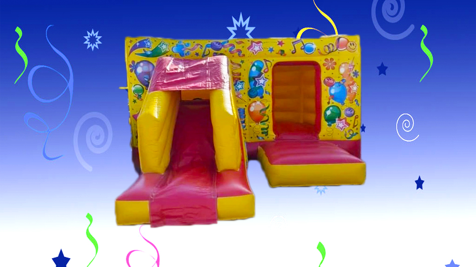 Red & Yellow Low Height Bounce & Slide Bouncy Castle Combo - Bouncy ...