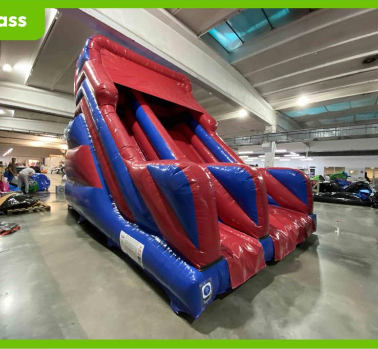 Red and Blue Mega Platform Slide - Bouncy Castle and soft play Hire in ...