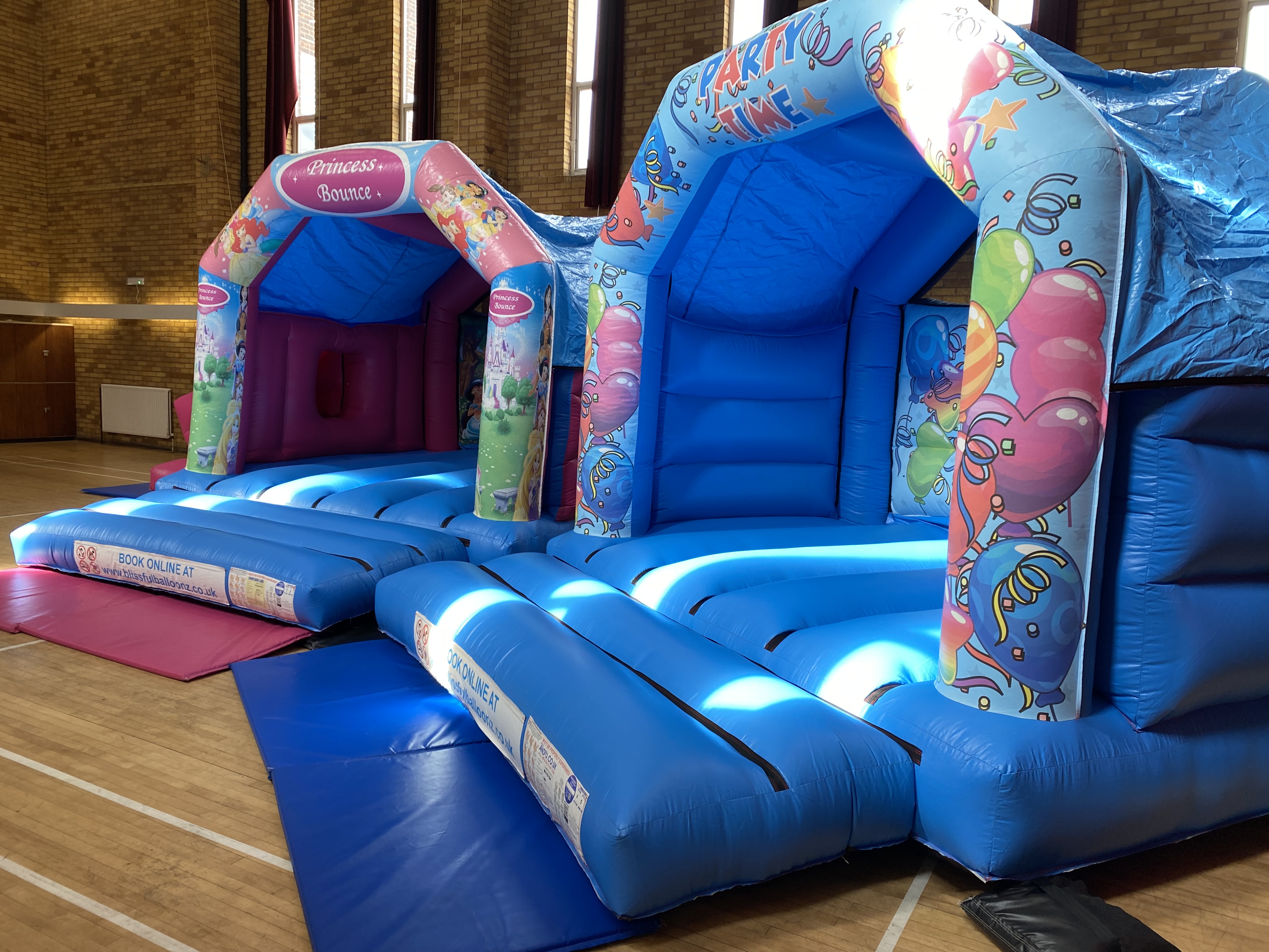 Blue Party Time Bouncy Castle - Hire, Balloon Displays, Bouncy Castle ...