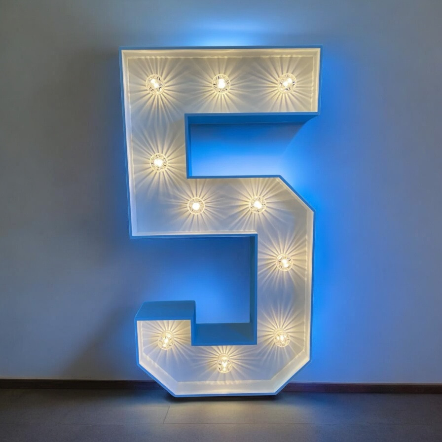Light Up LED Marquee Number 5 Hire in Kent | Beyond Bounce