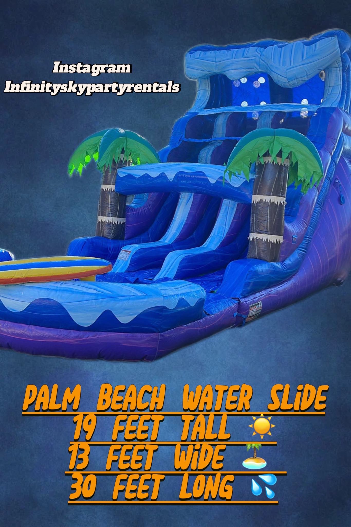 19 Ft Dual Lane Palm Beach Water Slide - Hire in California | Infinity ...