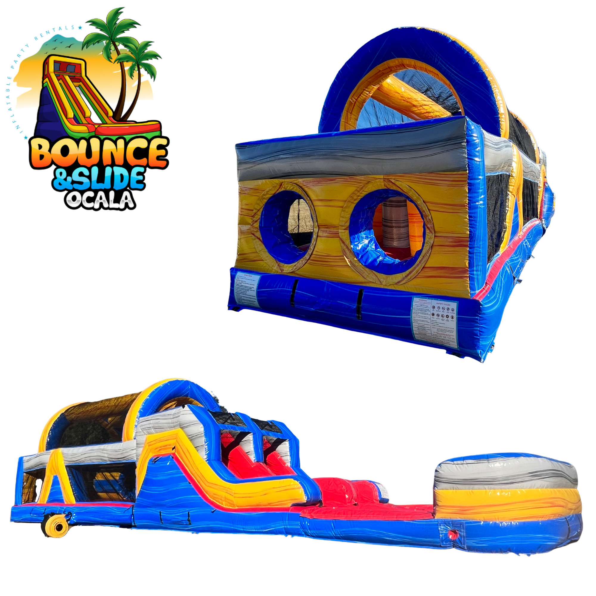 46' Obstacle Course with Dual Lane Slides WET/DRY - Party Rentals in ...