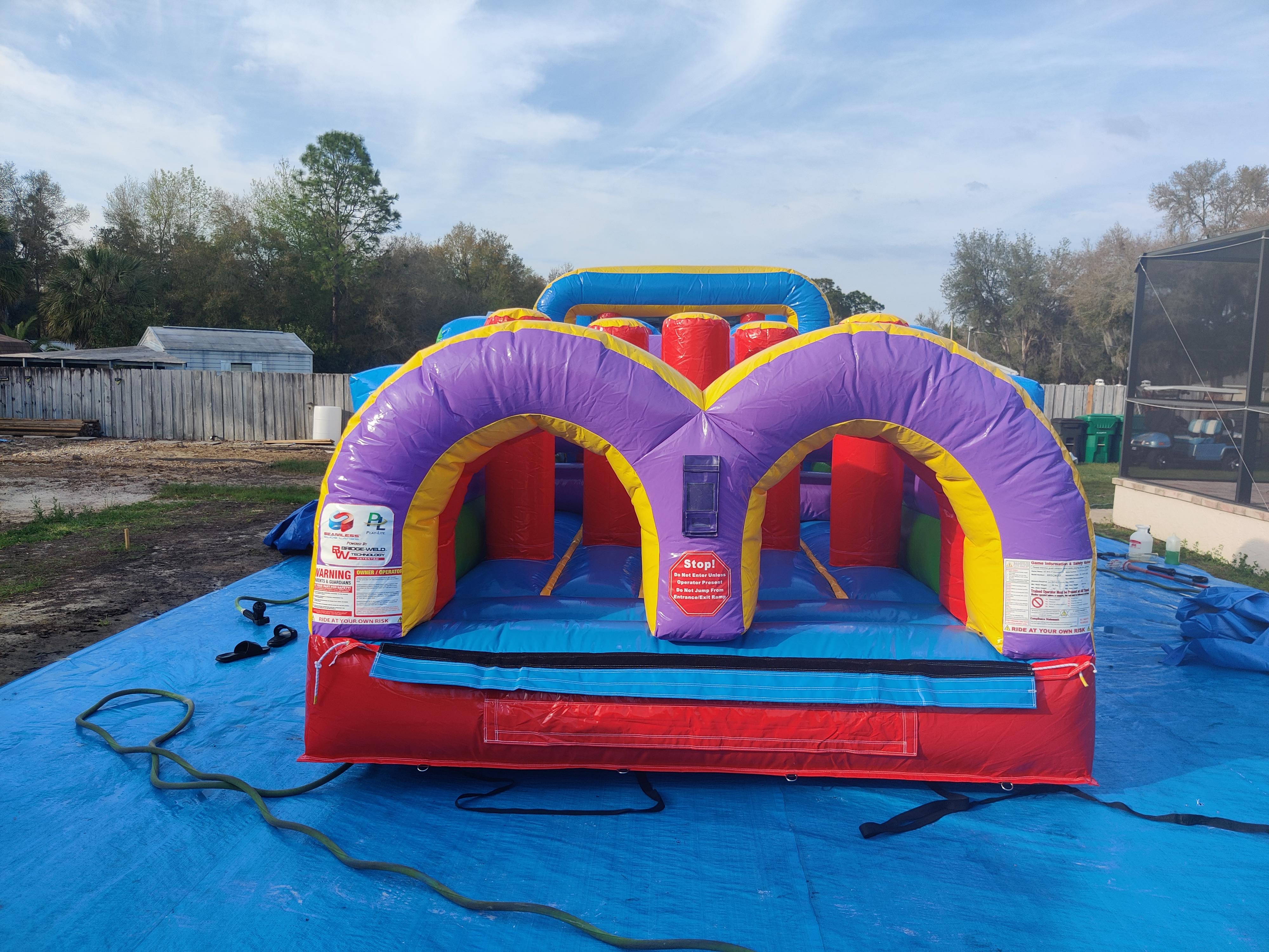 5-Color Obstacle Course With Slide Wet or Dry - Party and Inflatable ...