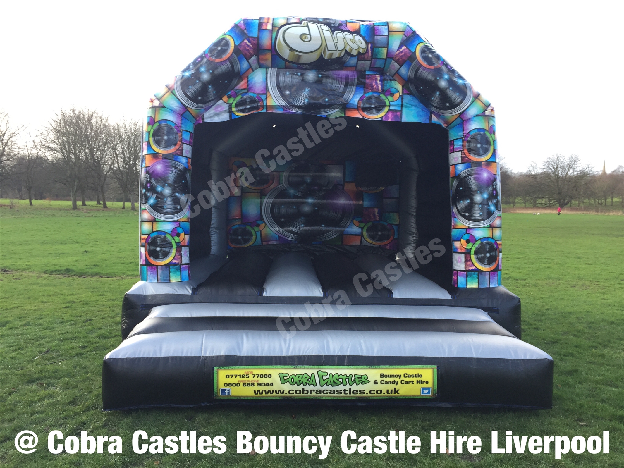 12ft x 15ft Silver & Black Disco Style Castle - Bouncy Castle Hire in ...