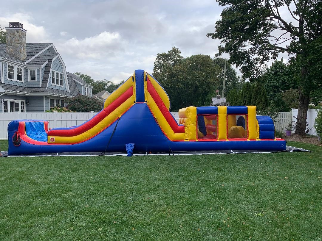 Experience the Thrill of a 40ft Obstacle Course and Water Slide Combo