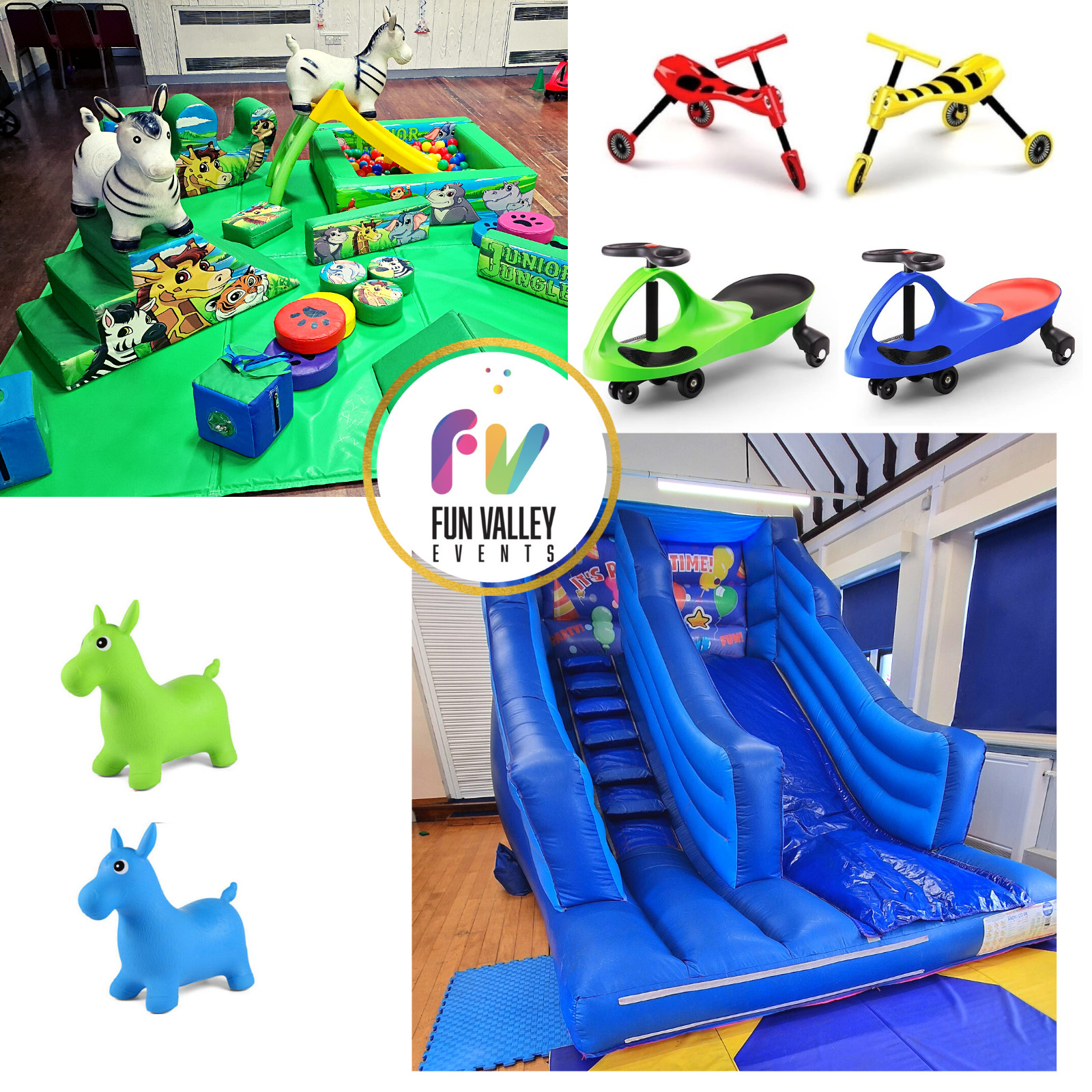 45. 6ft Platform Inflatable Slide, 10ft x 9ft Jungle Themed Soft Play ...