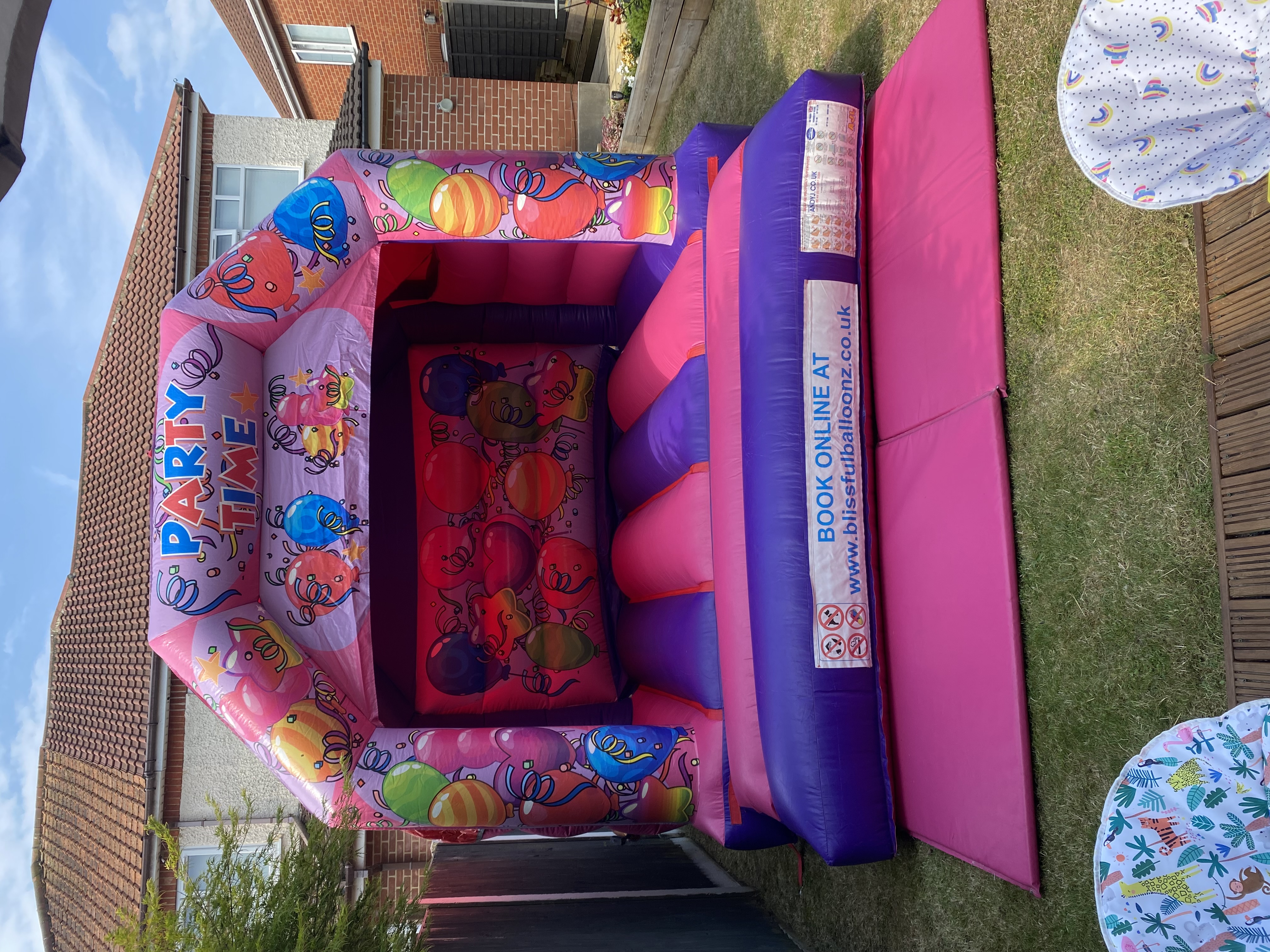 Pink Party Time Bouncy Castle - Hire, Balloon Displays, Bouncy Castle ...