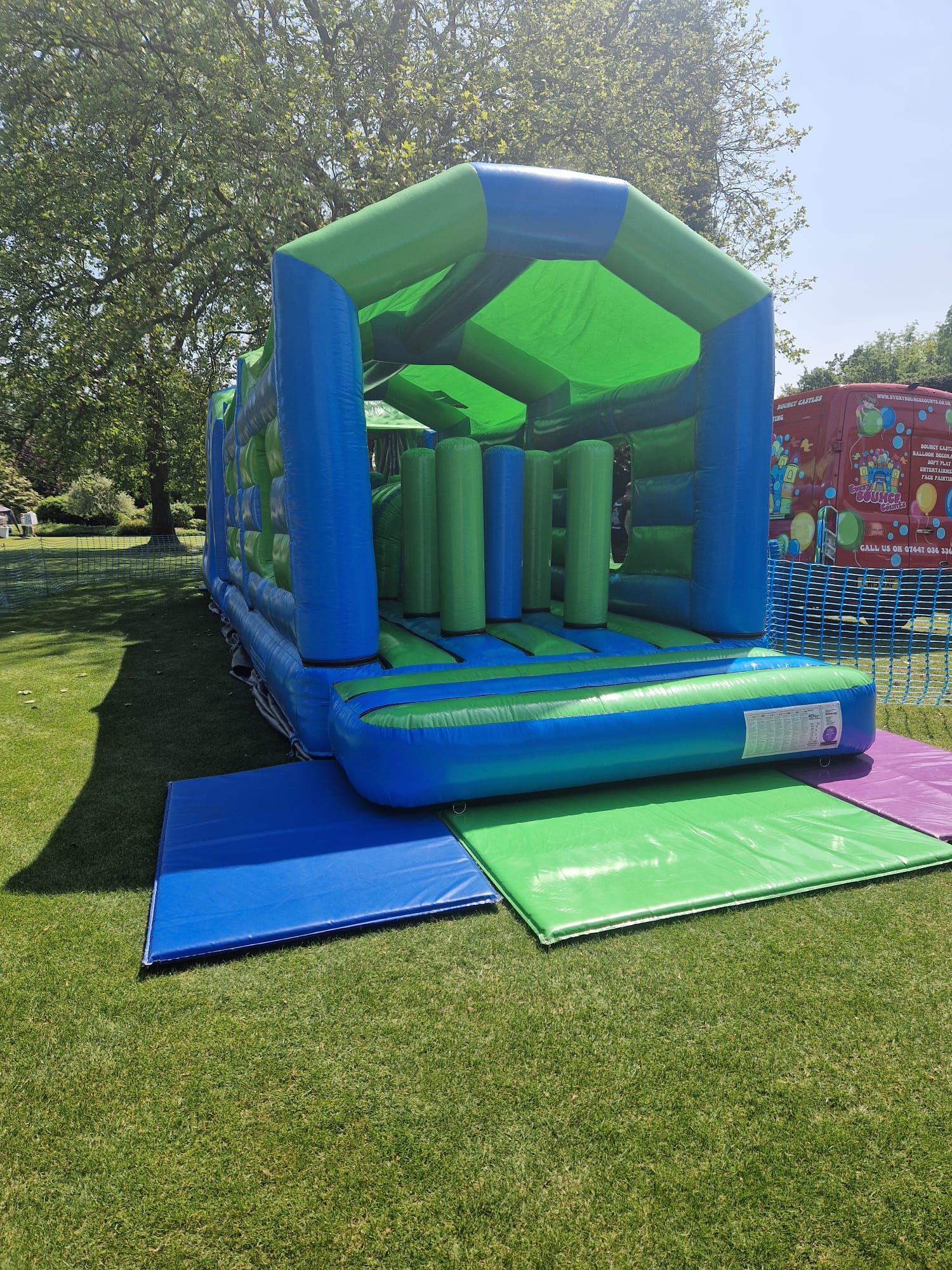 42ft Green & Blue Obstacle Course - Hire in Slough