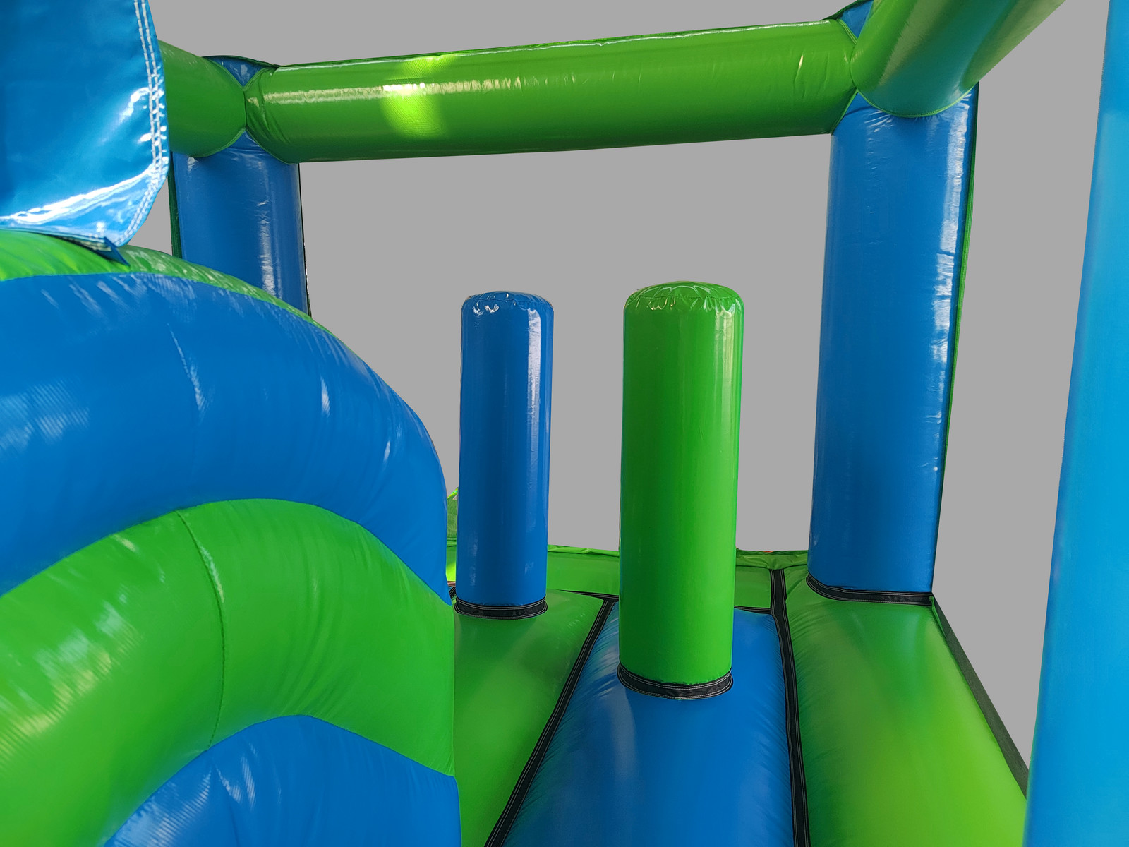 BBOL-245 - 11x16x9ft - Netted Mini Bouncer Combo (Green & L.Blue Velcro ...