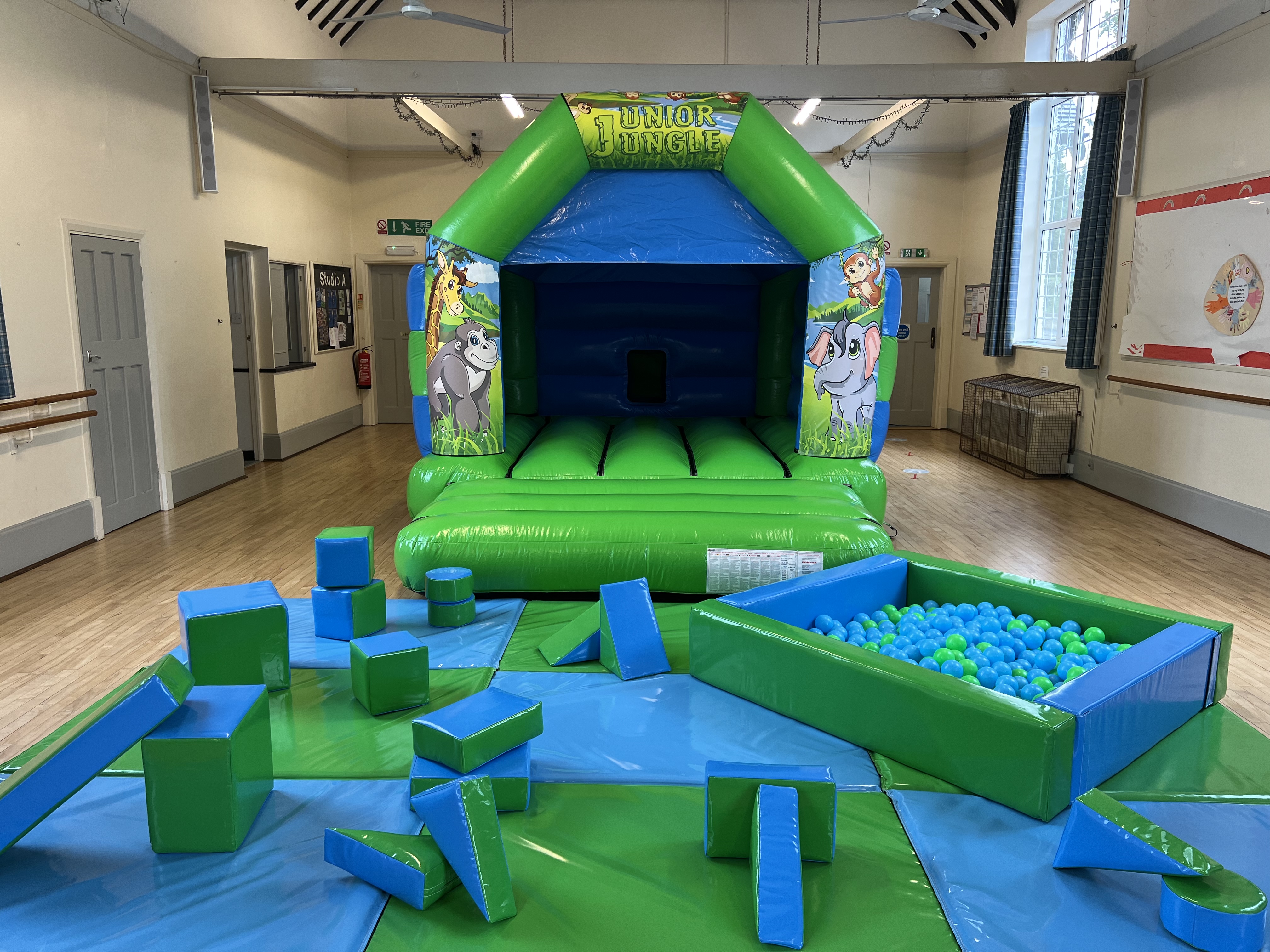 Jungle Soft Play Bouncy Castle Package - Green / Light Blue - Bouncy ...