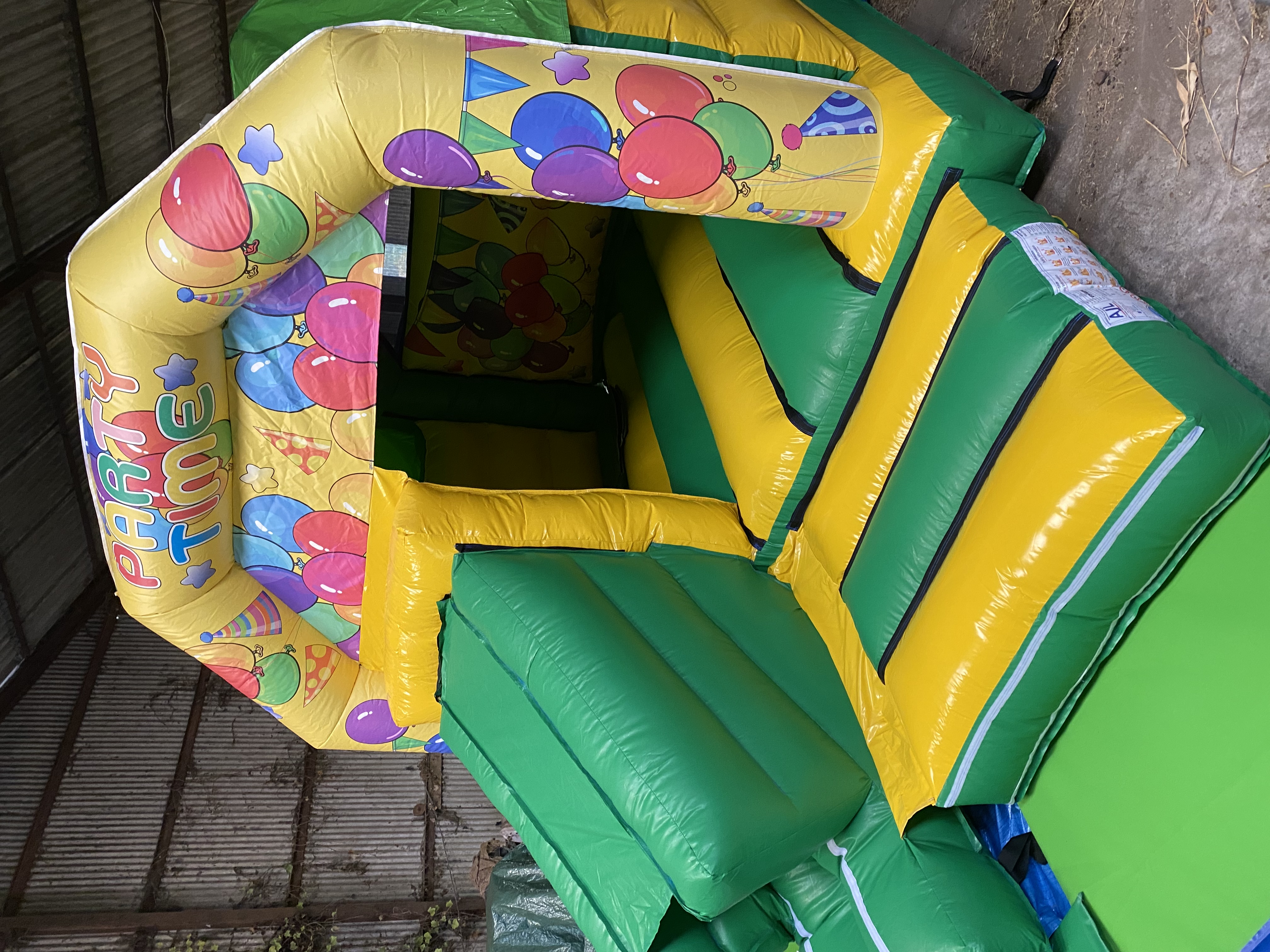 12ft x 18ft yellow and green party time slide - Hire in Colchester ...