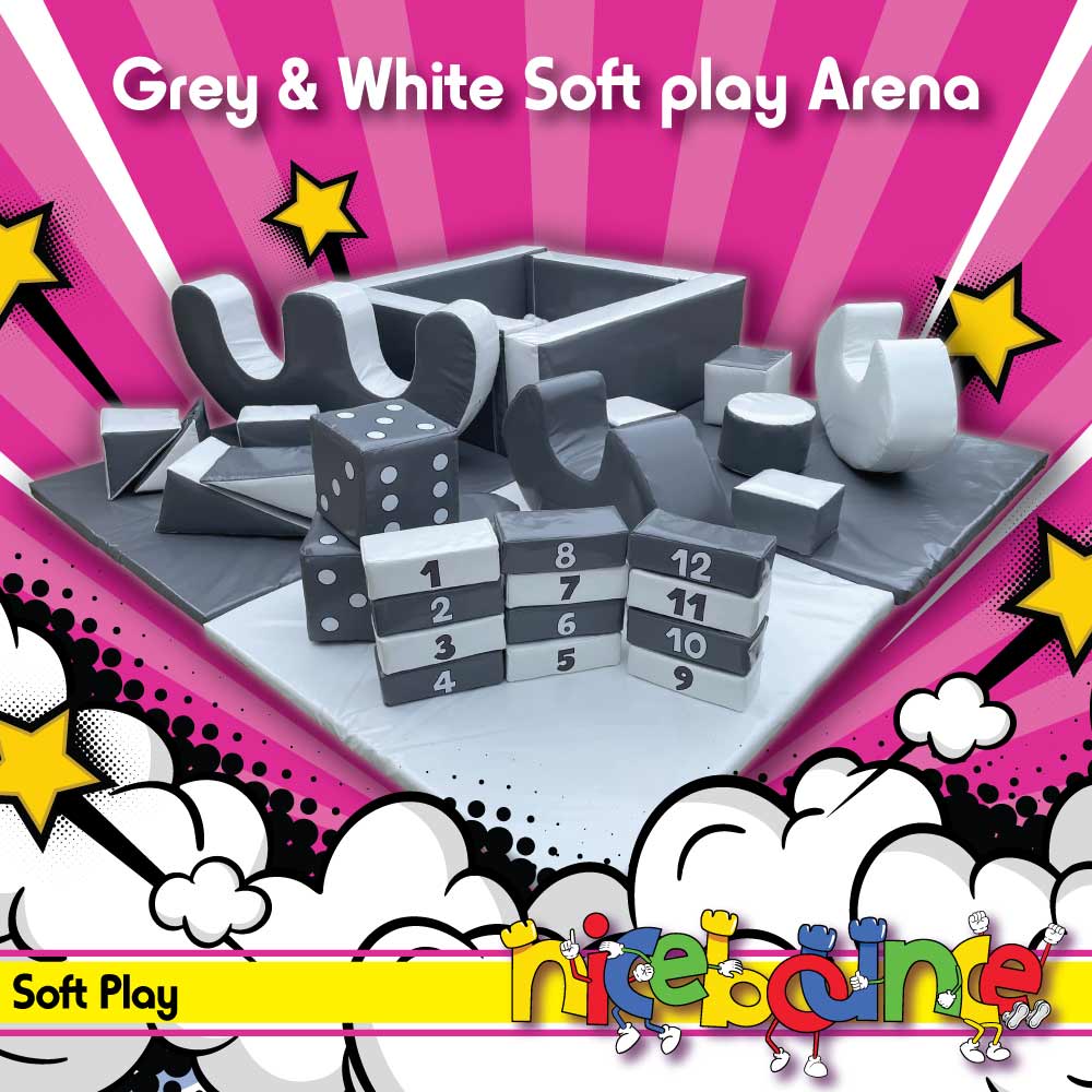 31 piece Grey & White Soft play Arena