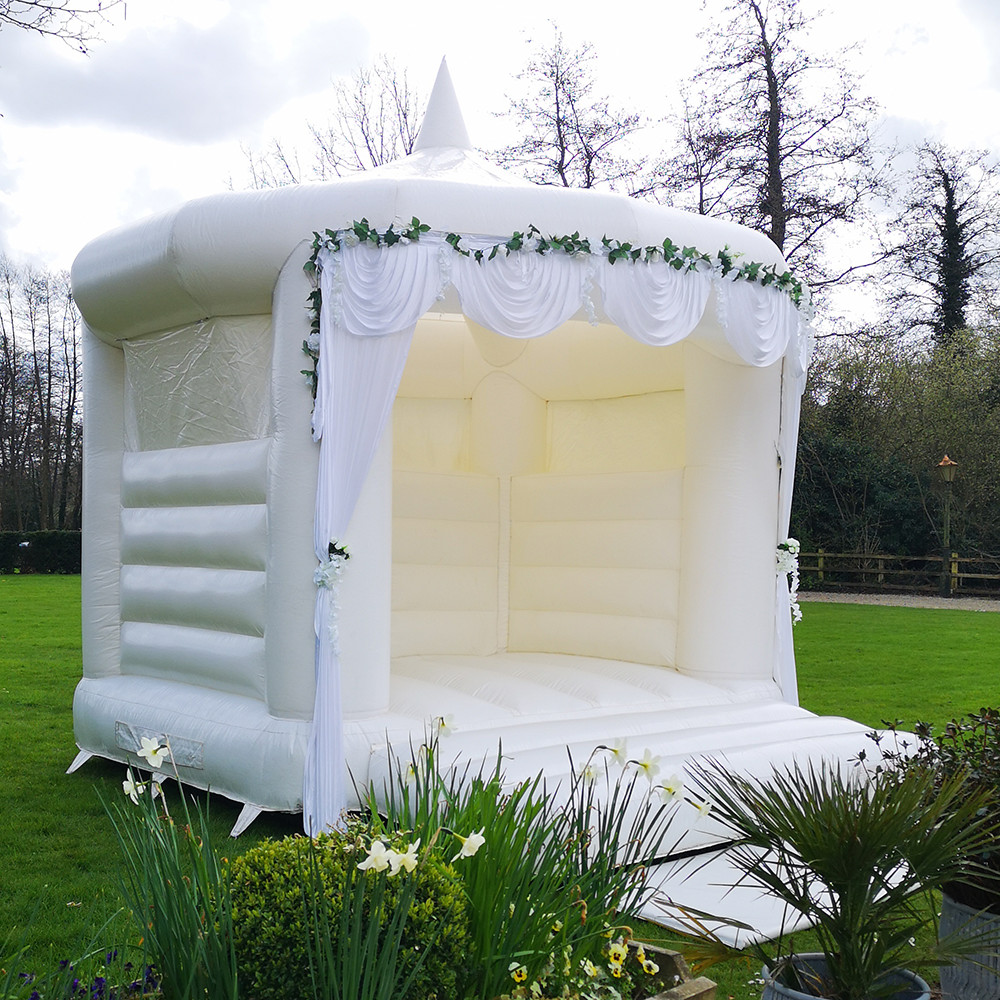 White Castle with Curtains & Flowers - Inflatable, Bouncy Castle ...
