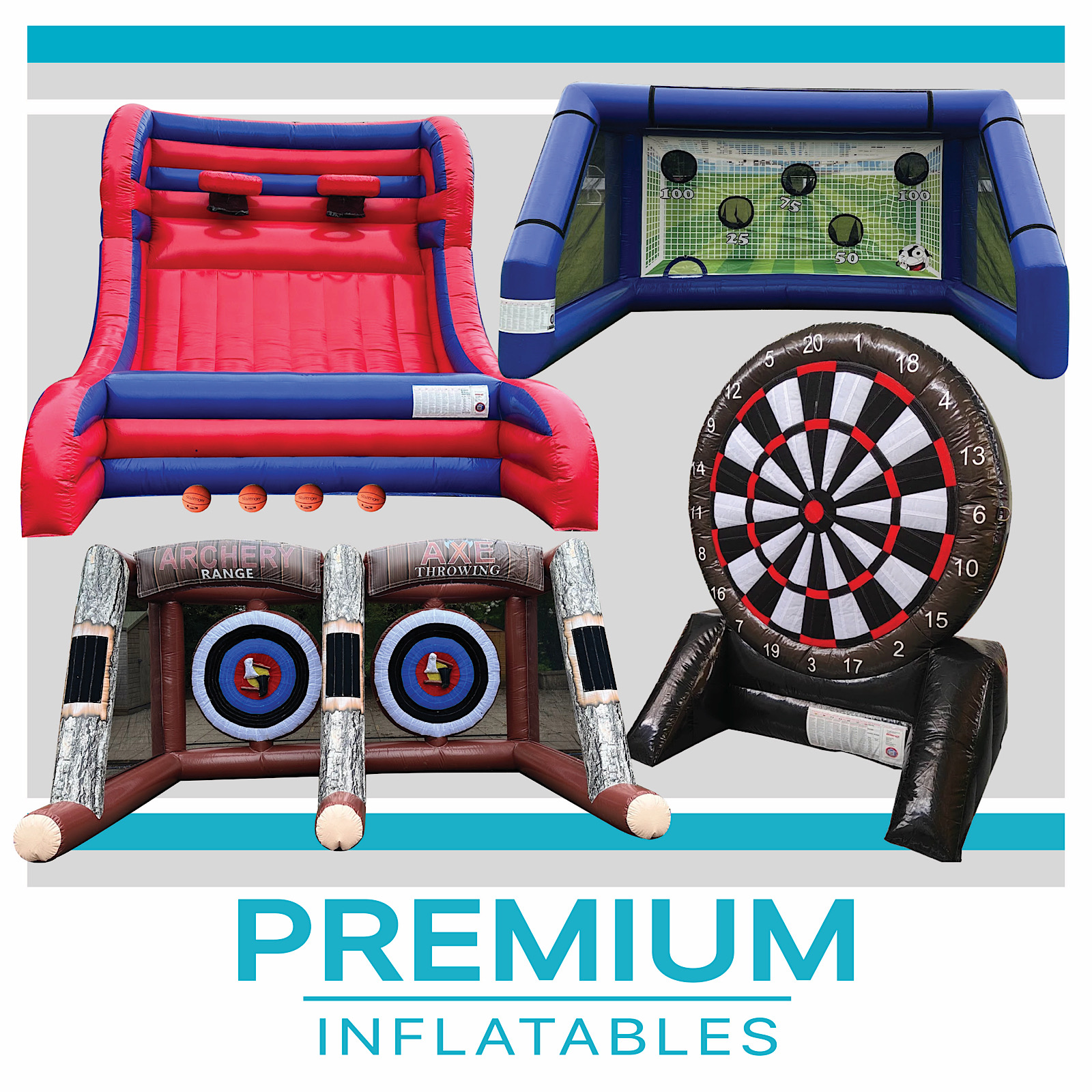 Inflatable Action Games Bungee Run, Gladiator Dual, Axe Throwing Darts