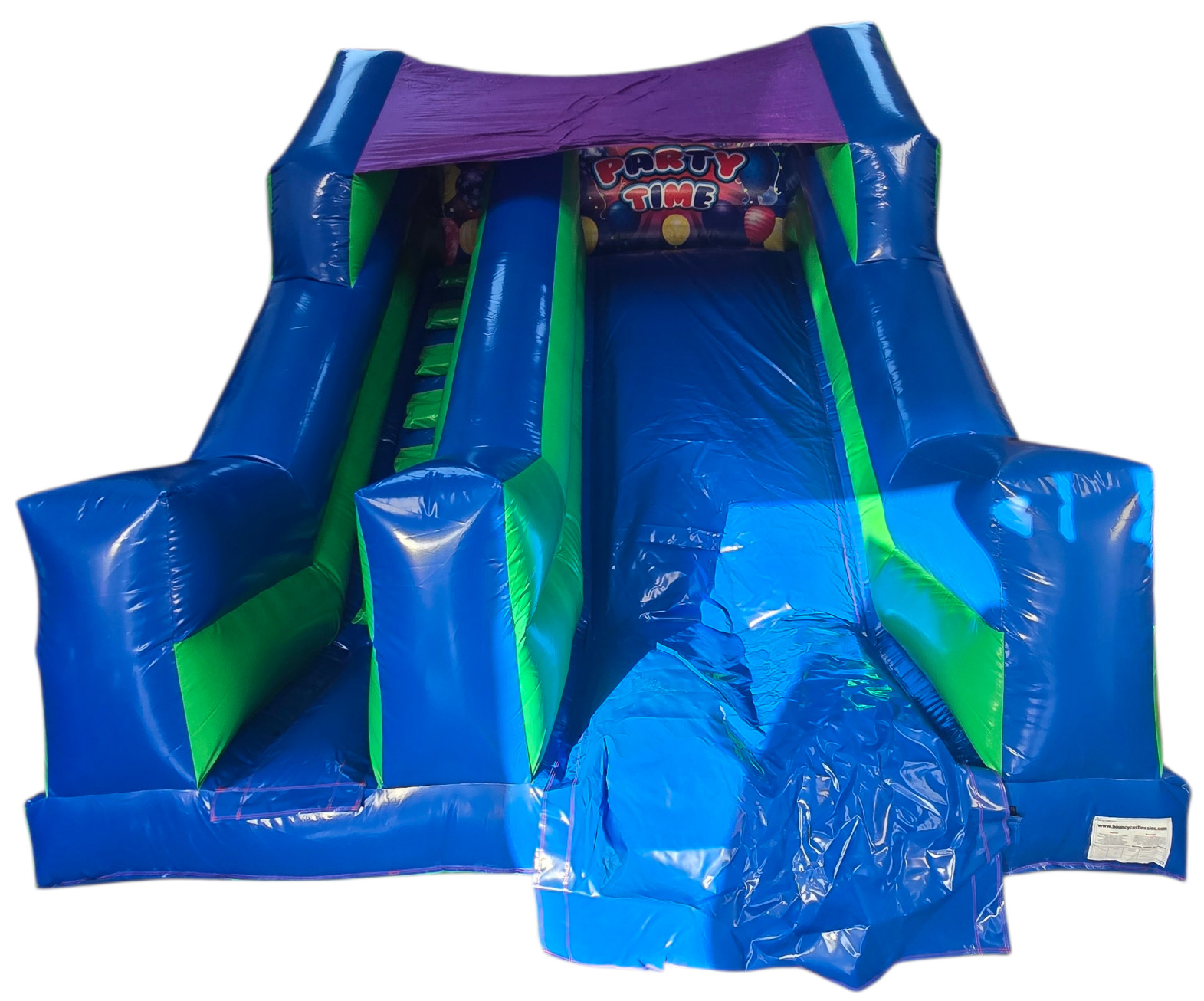 Green and Blue Party Time Slide - 8ft - Bouncy Castle Hire in North ...