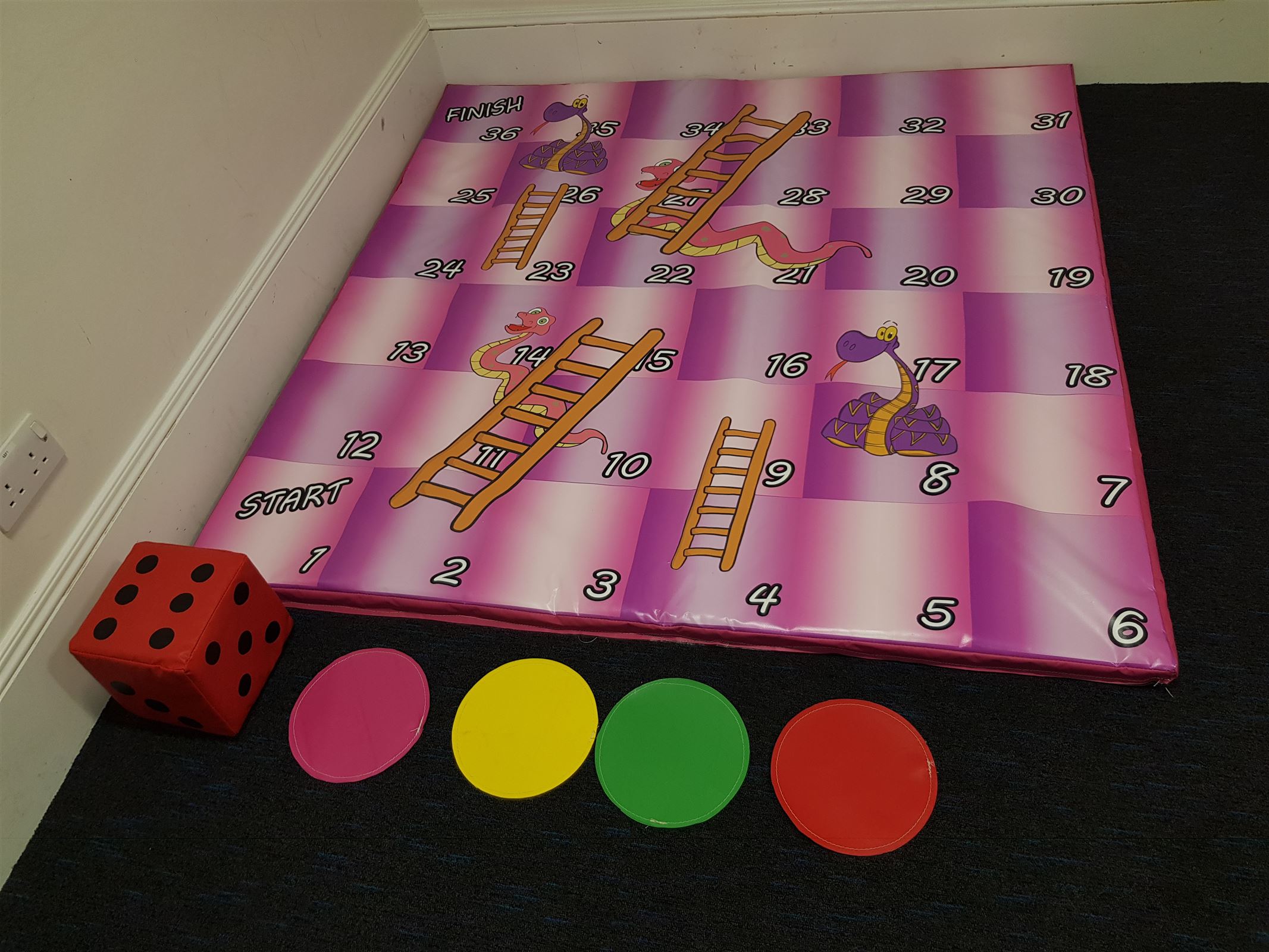 Snakes and Ladders Game with coloured counters. - Bouncy Castle Hire in ...
