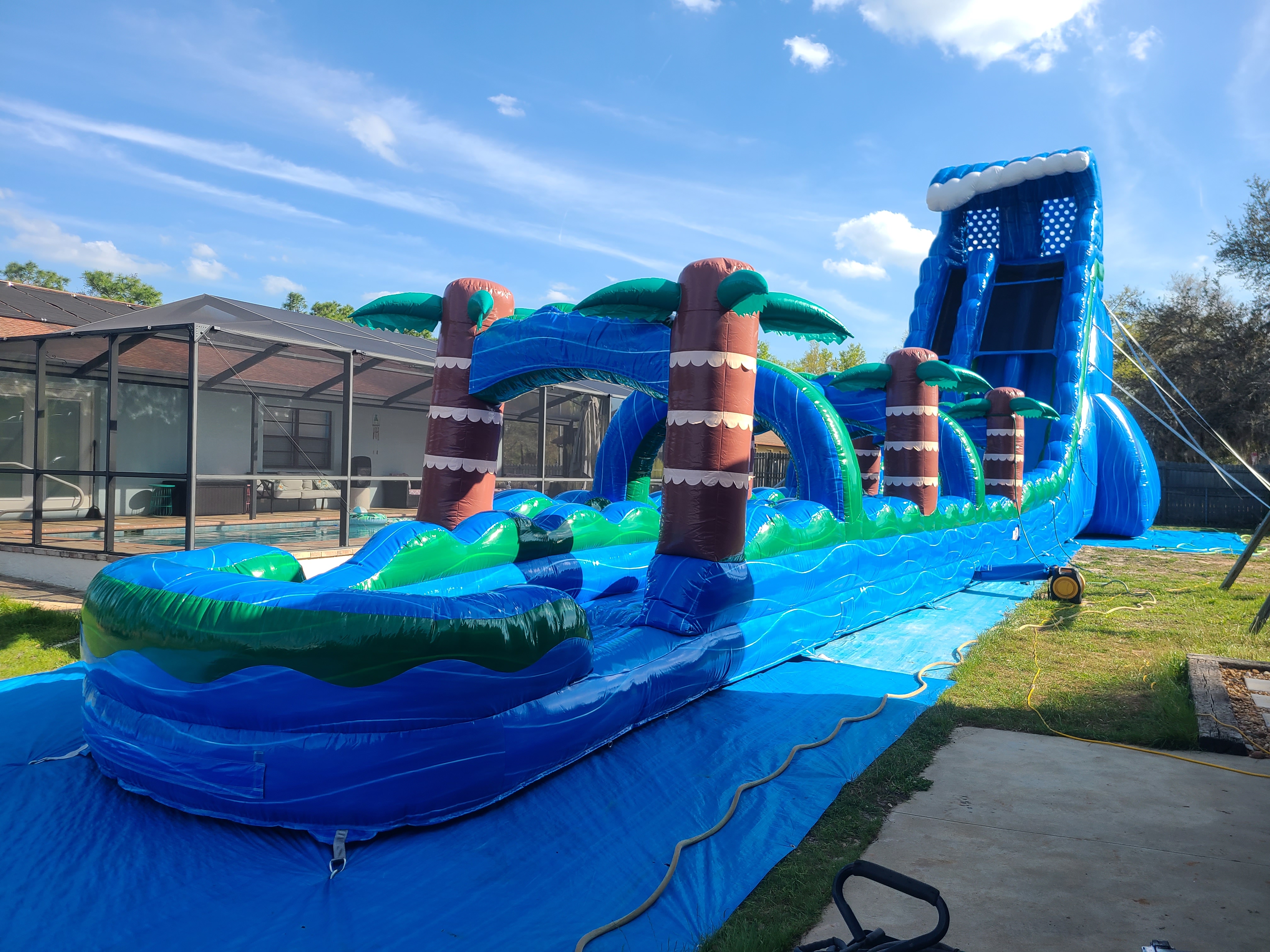 32' Blue Wave Double Lane Slide with Slip and Slide. Priced for the ...