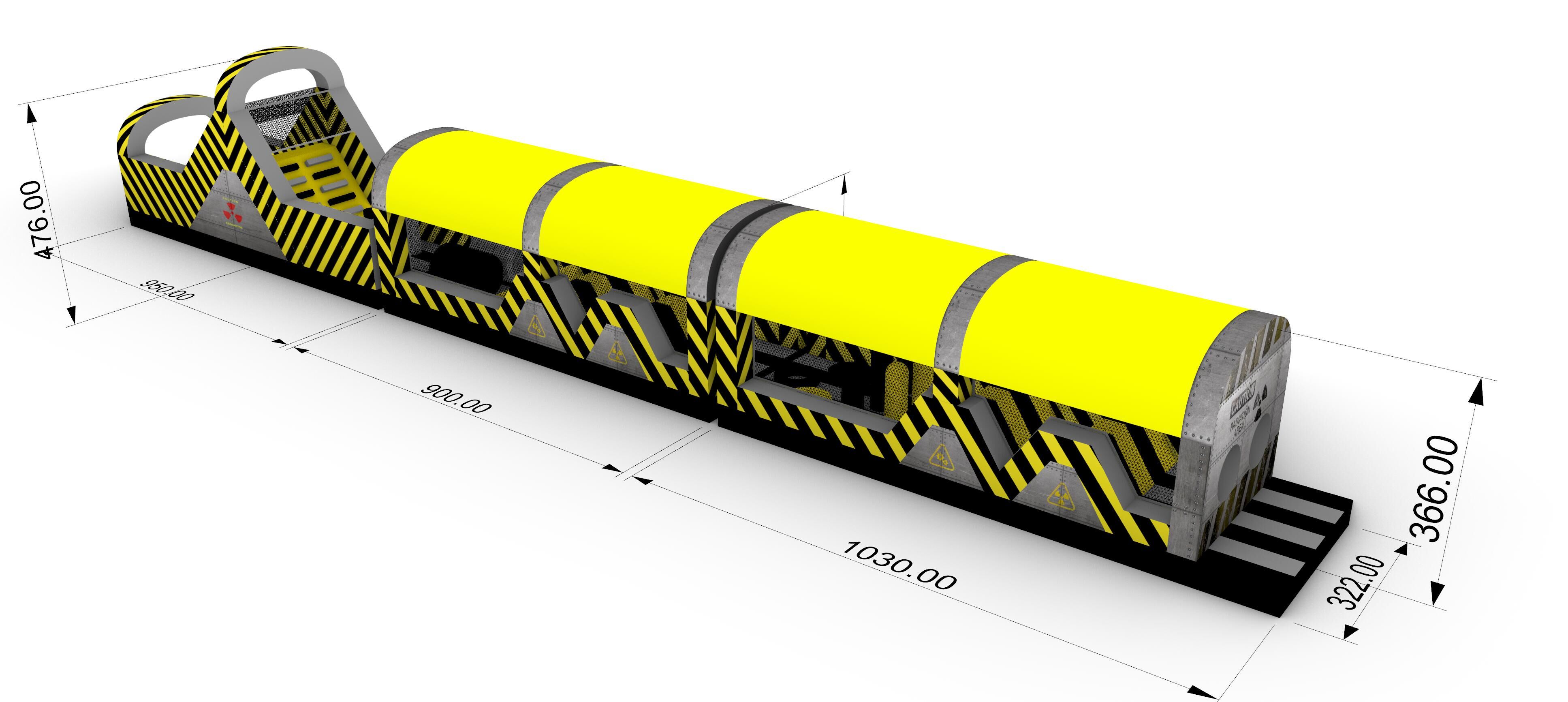 100ft 4 Piece Yellow & Black Danger 100ft Assault Course - Inflatable ...
