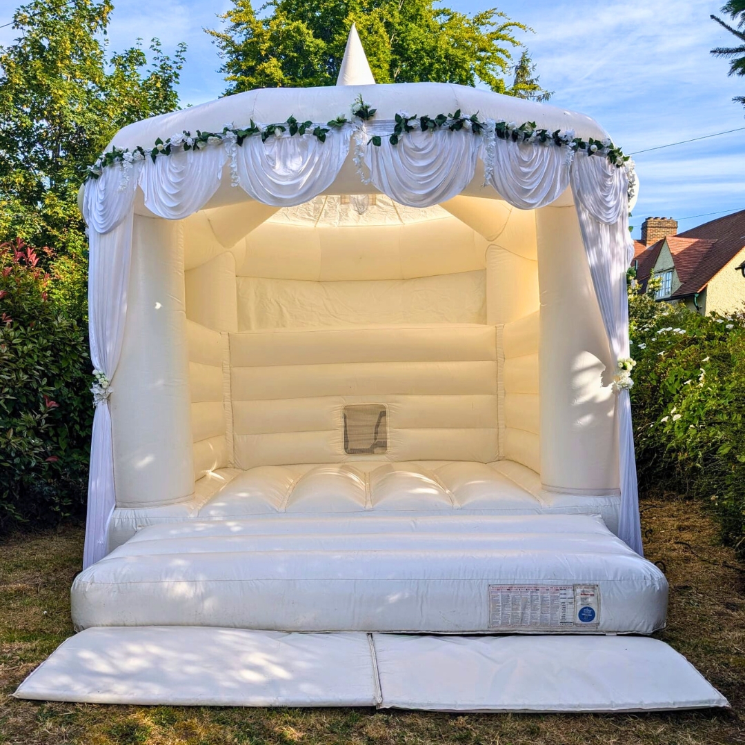 White Castle with Curtains & Flowers - Inflatable, Bouncy Castle ...