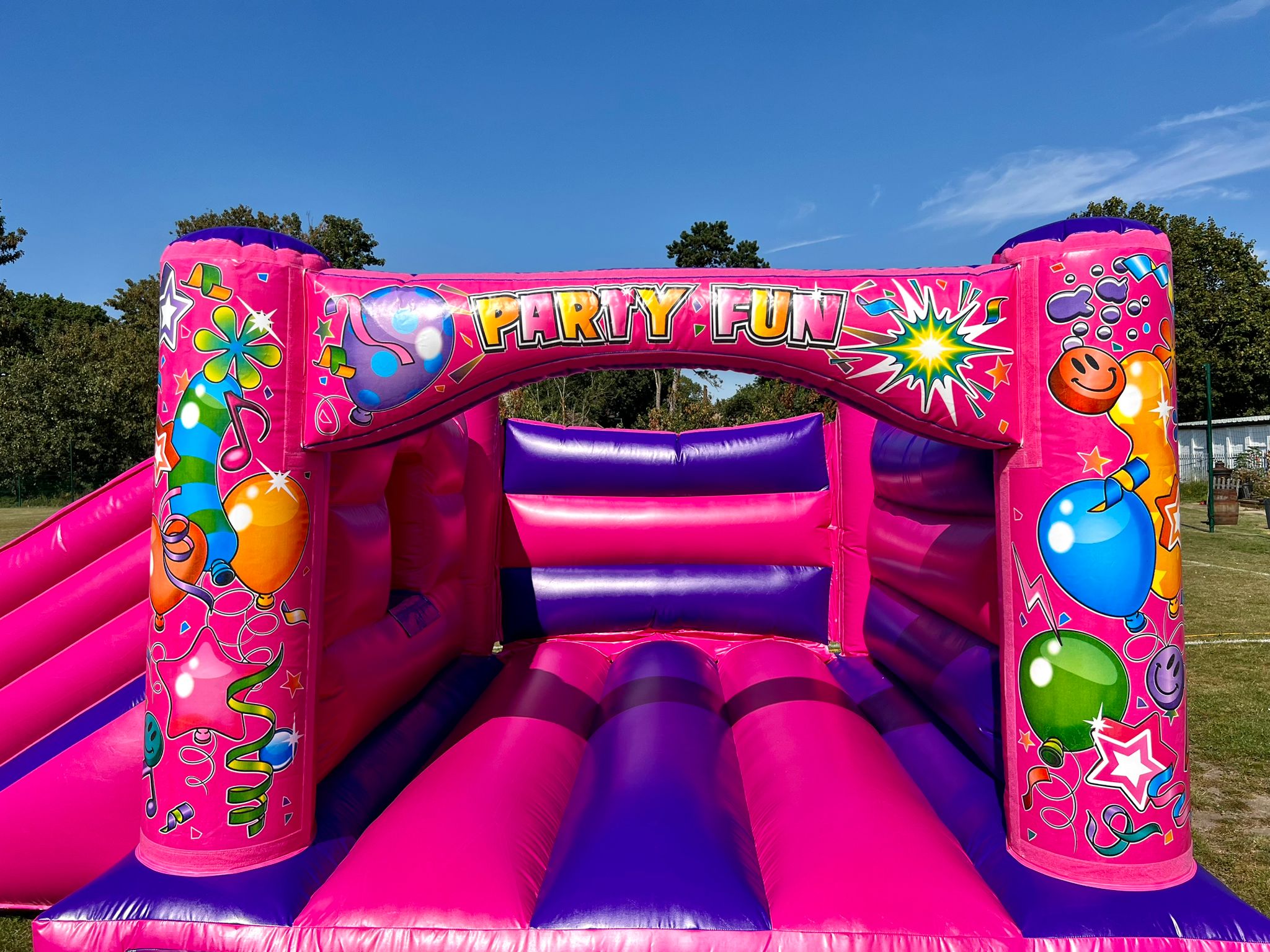 Low Height Party Fun Castle with Side Slide - Bouncy Castle Hire in ...