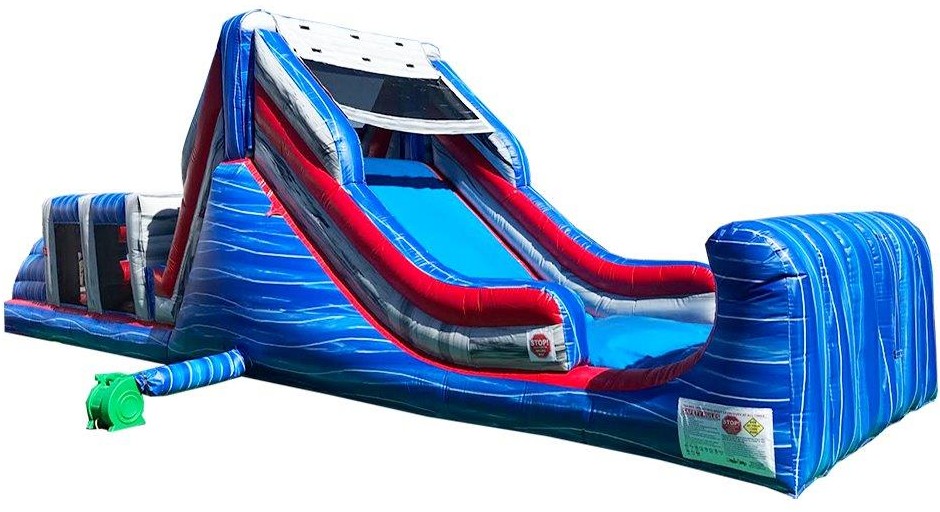 Race and Run through a Wet Inflatable Obstacle Course with Slides