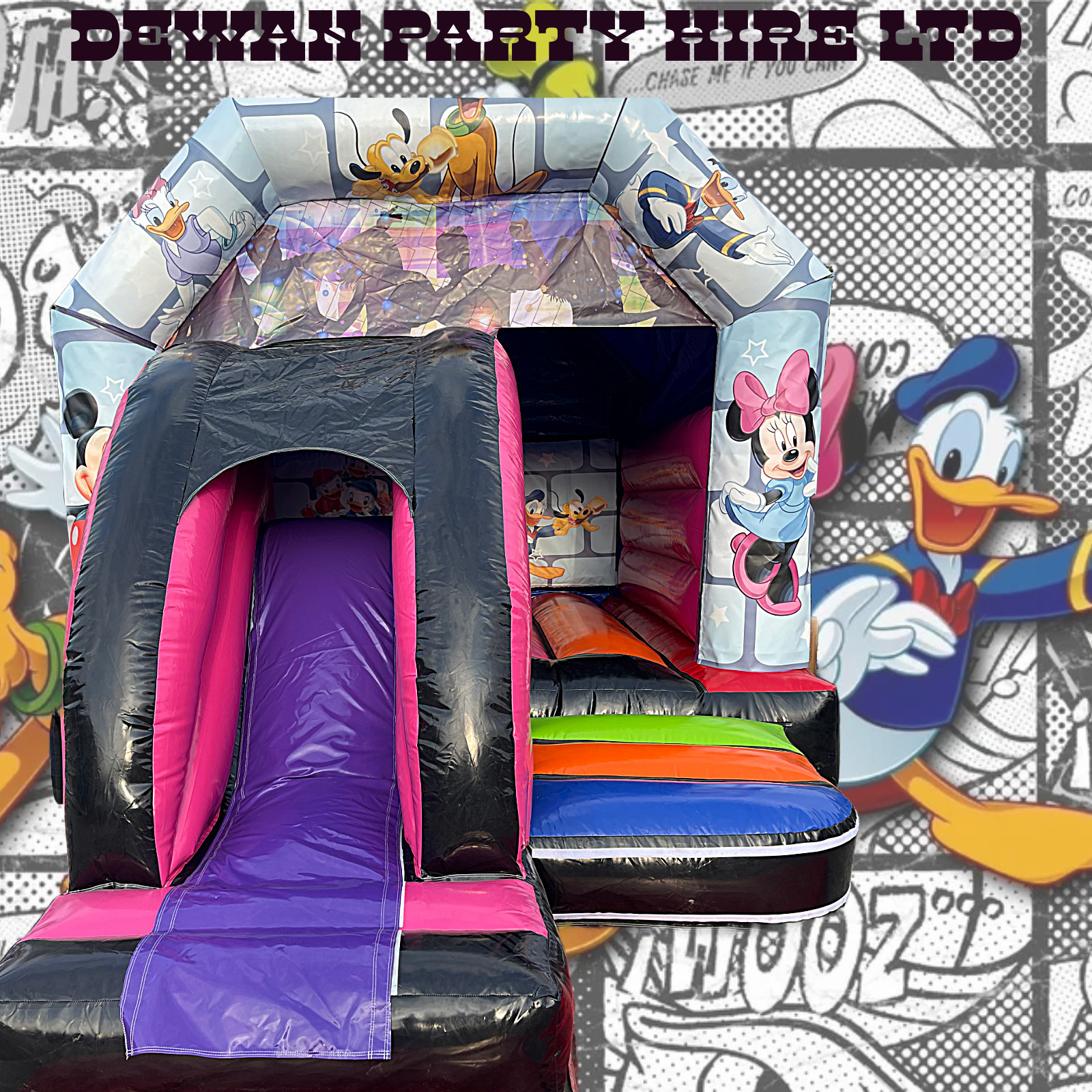 Mickey Mouse Slide Bouncy Castle (12ft x 18) - Hire in Swords | Dewan ...