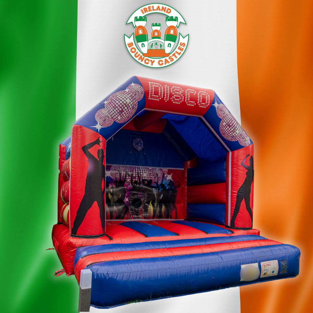 Blue & Red Disco Bouncy Castle Hire Ireland | Kids Party Castle 12ft x
