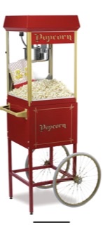Red Popcorn Machine/6ft Table with Red /White Cover - Bouncy Castle ...