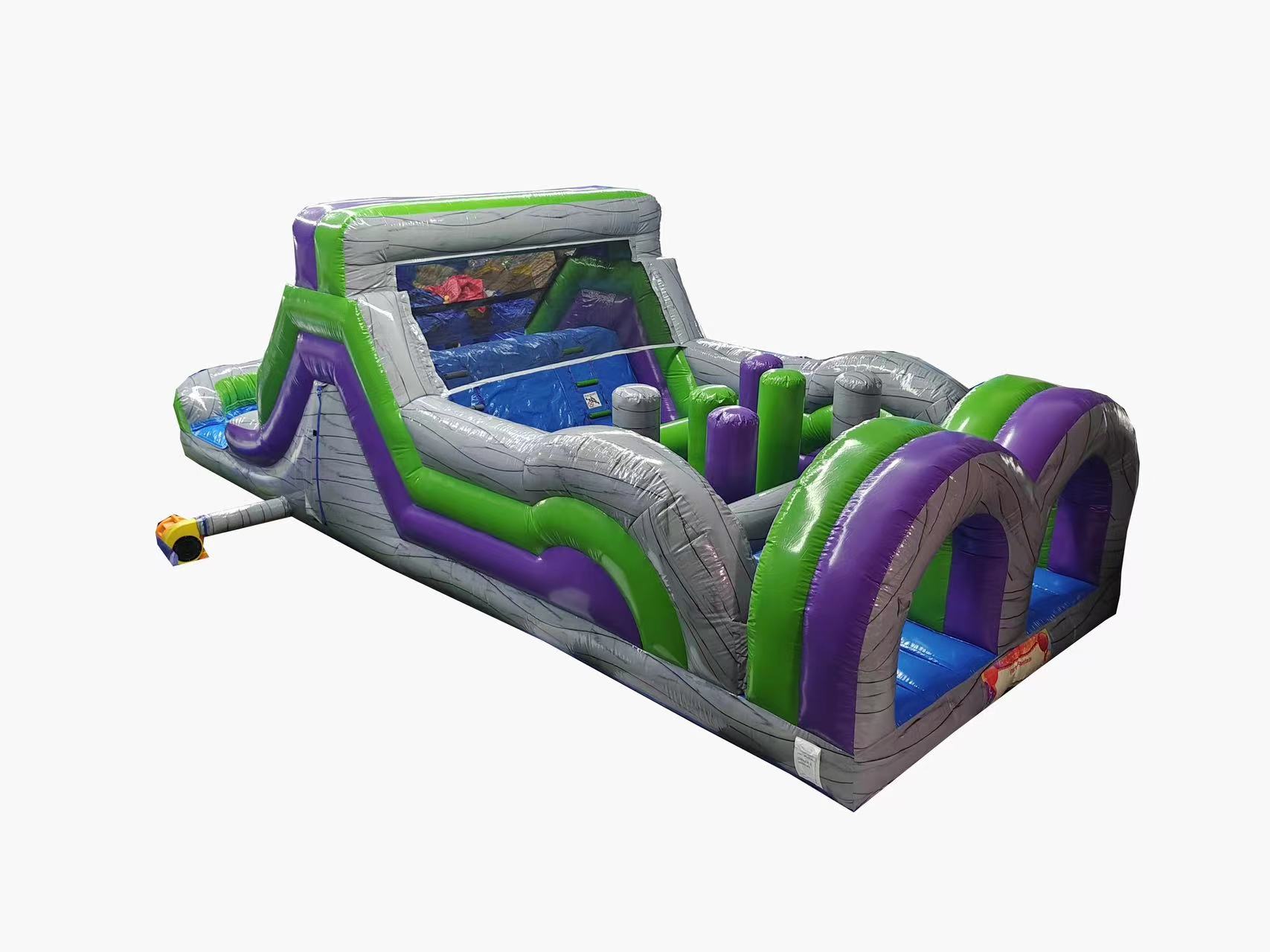30' Obstacle Course Tunnels, Pop Ups, Logs, Climbing Wall & Water Slide ...