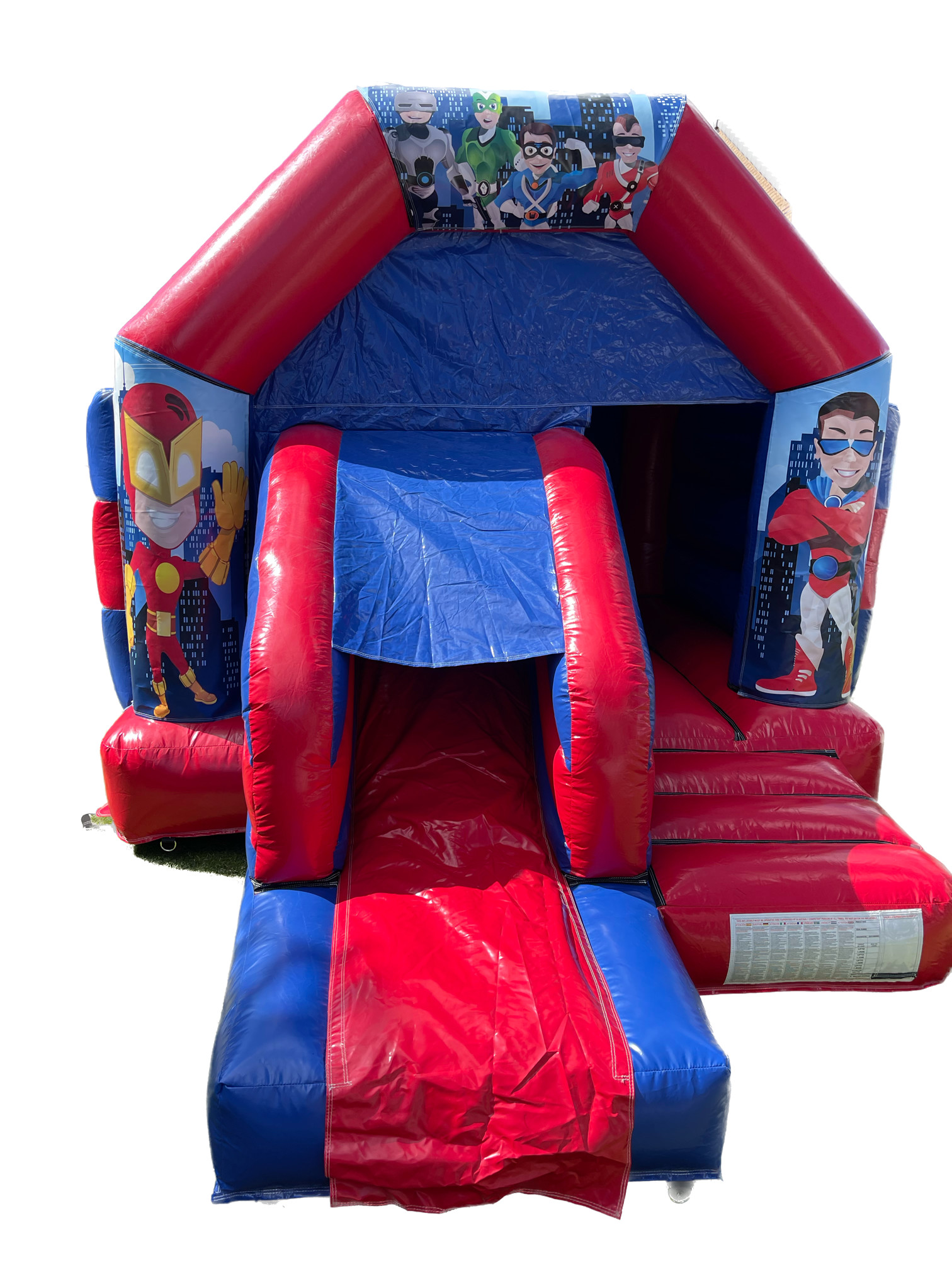 Red and Blue 12 x 16 Superhero Combo Disco ready Bouncy Castle with ...