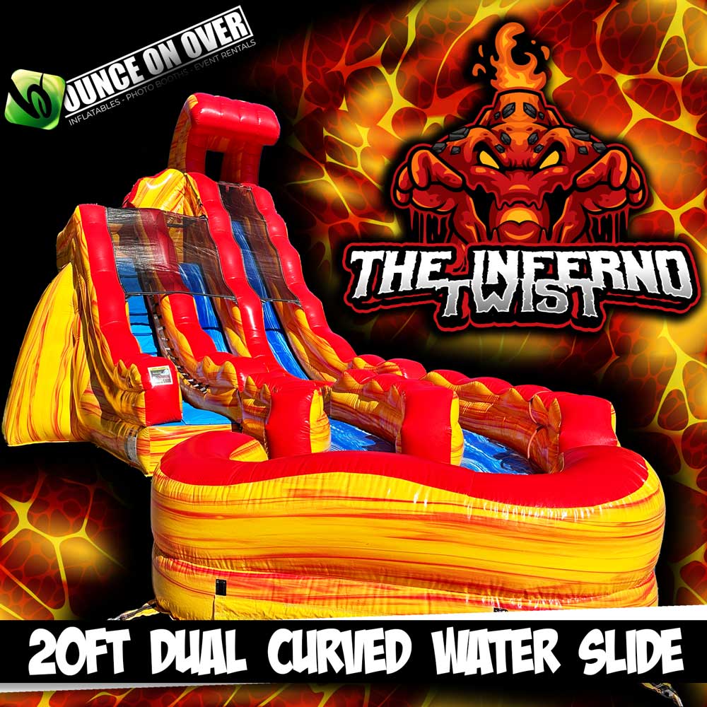 20-Foot Curved Inflatable Dual Water Slide Rental | Wet & Dry Fun