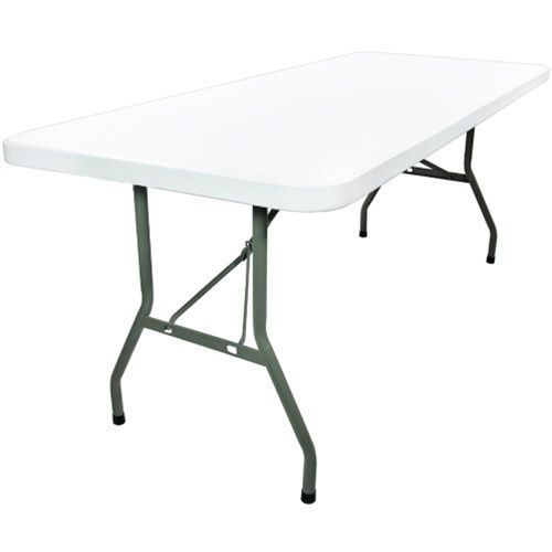 8 Foot White Rectangle Folding Table - Inflatable and Bounce House Hire ...