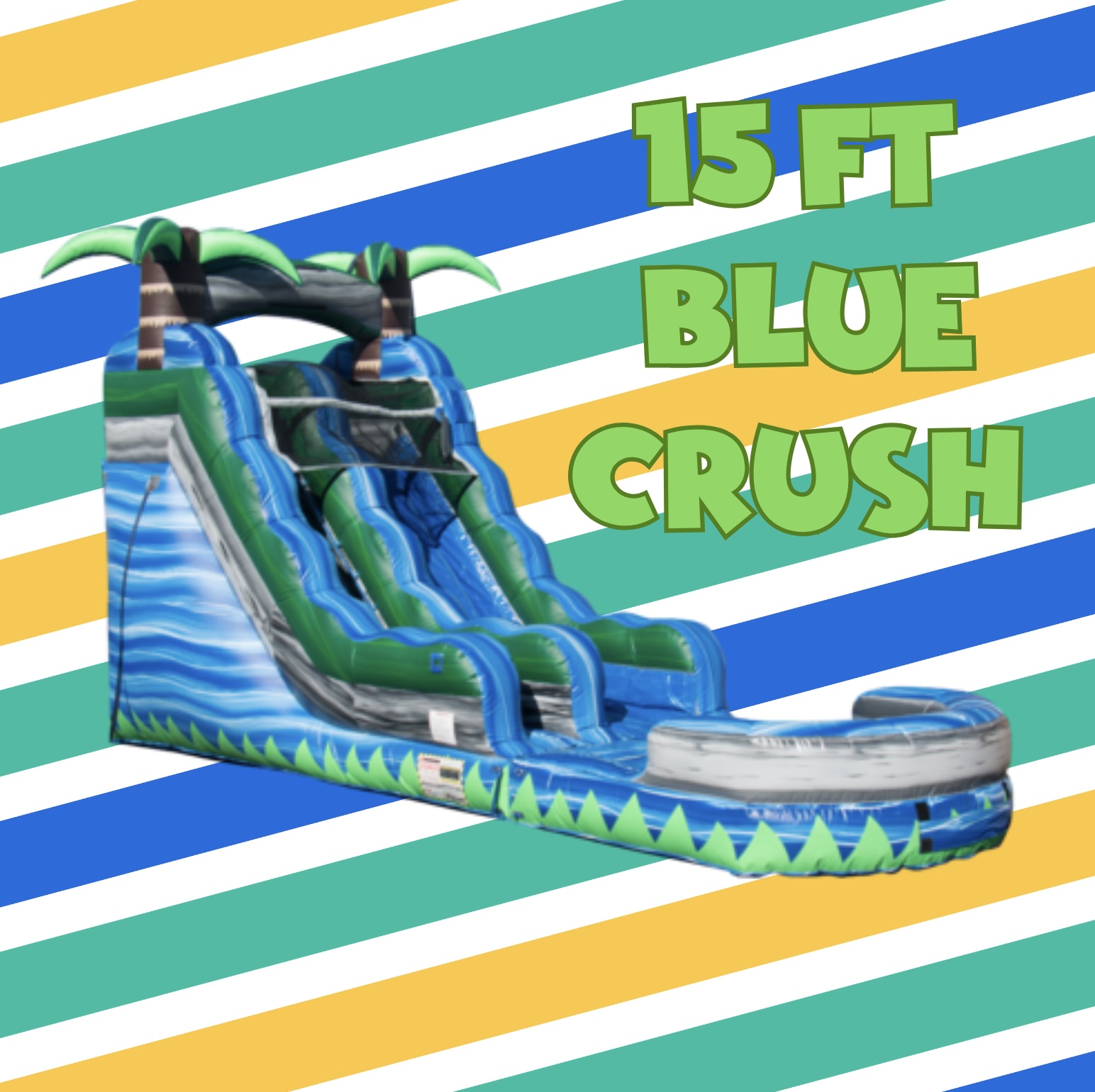 15 Ft Blue Crush Waterslide - Rental in Oklahoma | Okie Kidz Inflatables