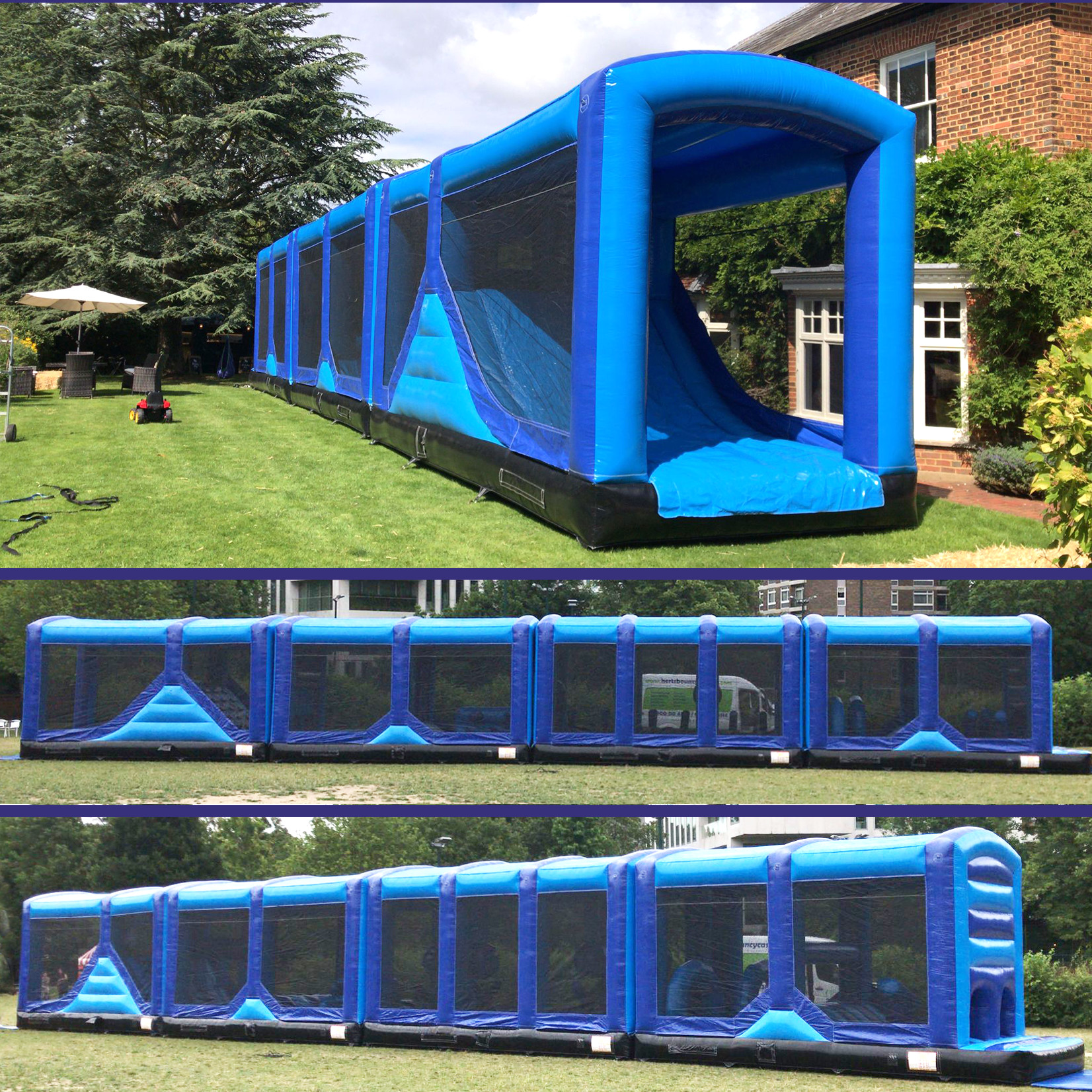 100ft 4 Piece Blue & Black Assault Course - Inflatable, Bouncy Castle ...