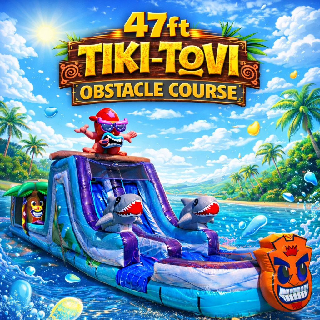 47 Ft Tiki Tovi Obstacle Course Rental | Miami & South Florida