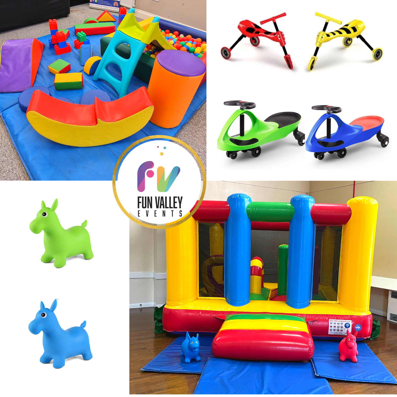 09. Activity Castle, 8ft x 8ft Multicoloured Soft Play Soft Play, 2 Hoppers and 2 Scuttle Bugs ...