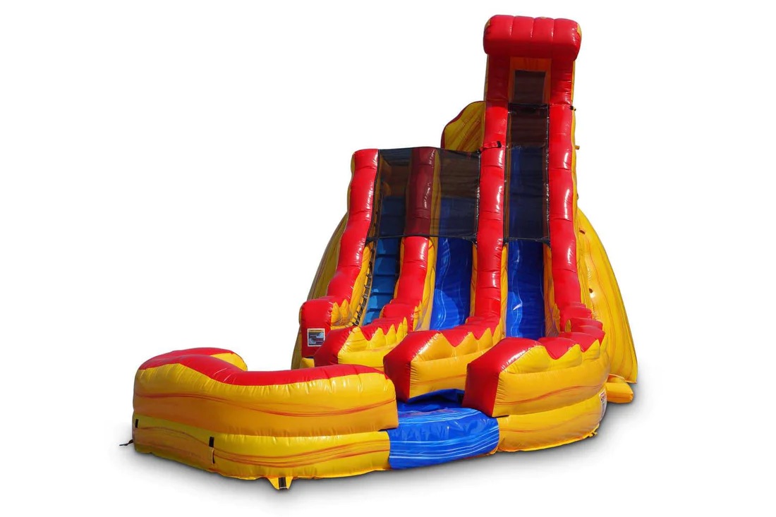 20-Foot Curved Inflatable Dual Water Slide Rental | Wet & Dry Fun