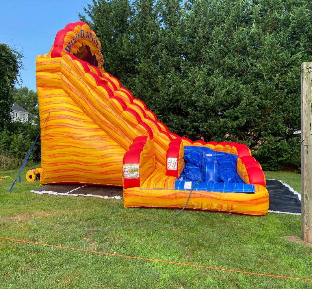 Make a splash with the 18' Wild Rapids Fire 2 Lane Water Slide