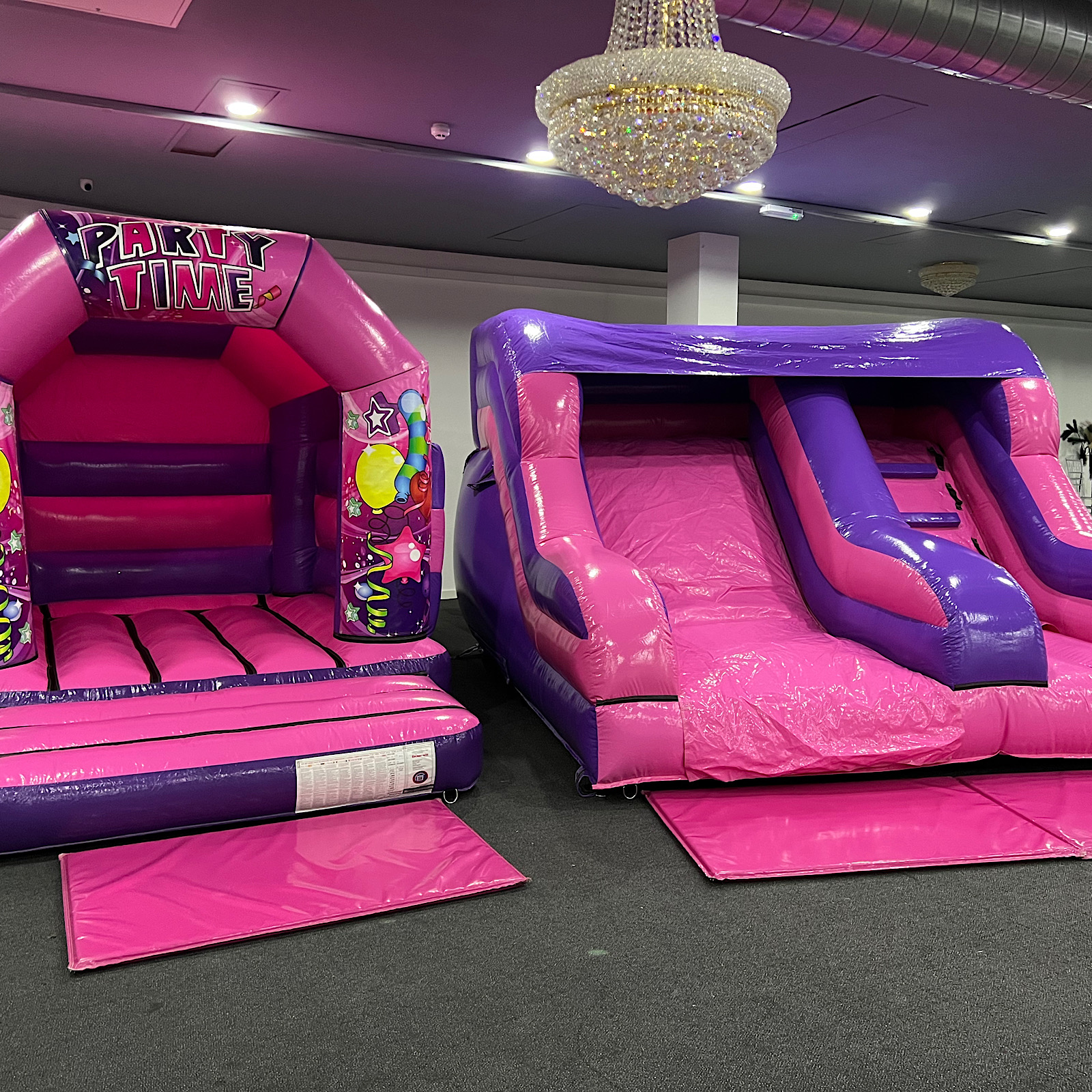 Party Time Juniors Slide + Bouncy Castle - Pink / Purple - Bouncy ...