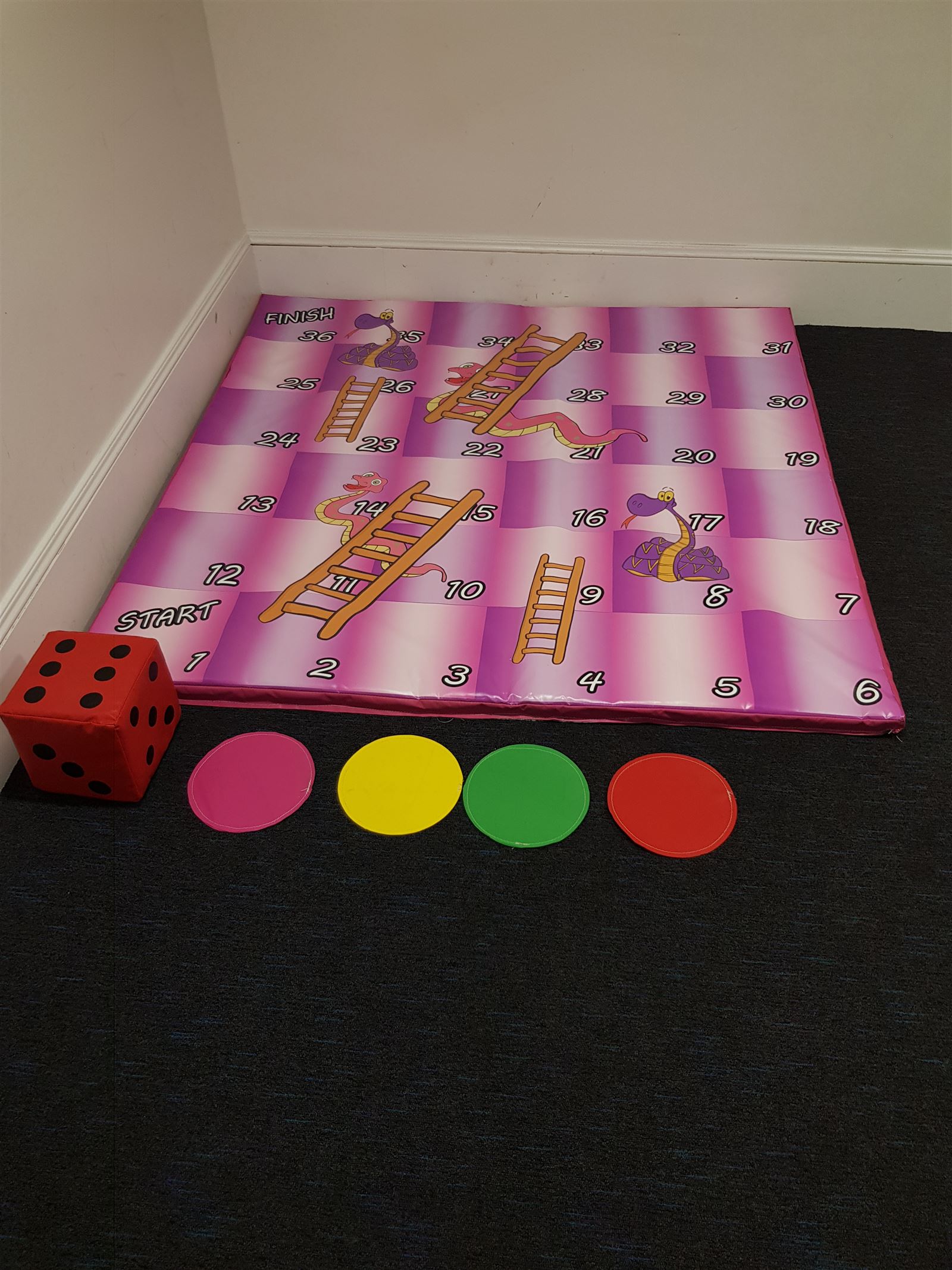 Snakes and Ladders Game with coloured counters. - Bouncy Castle Hire in ...