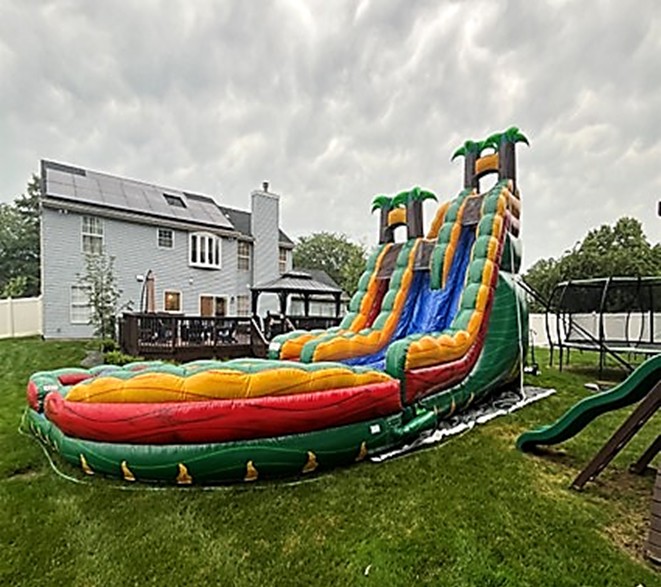 20' Tropical Ice Water Slide with Splash Landing for Fun and Thrills!
