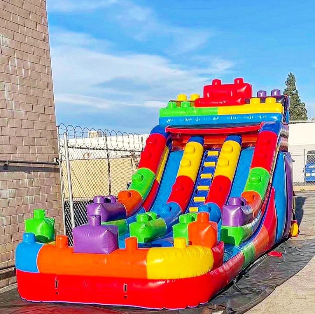 Lego Dual Water Slide Rental | Bounce House Kingz Lansing Michigan