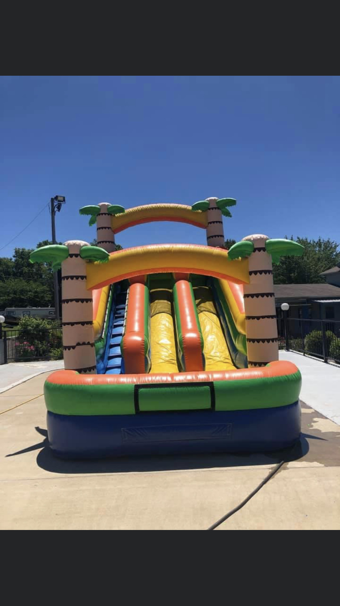 ADVENTURE ISLAND DUAL LANE TROPICAL COMPETITIVE SLIDE WET - Inflatable ...